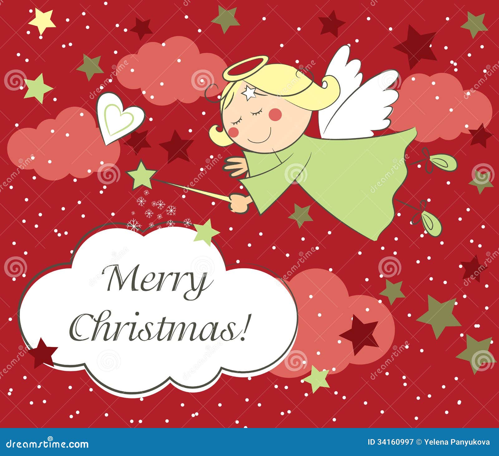 Tarjeta De Navidad Con ángel Ilustración del Vector - Ilustración de ...