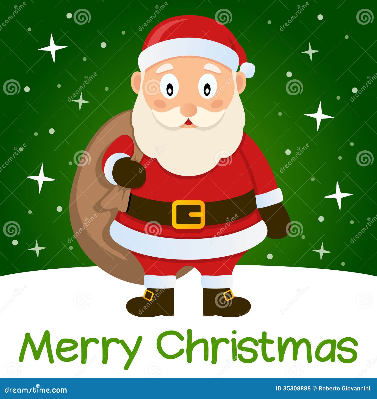 Tarjeta De Navidad Verde Santa Claus Ilustración del Vector ...