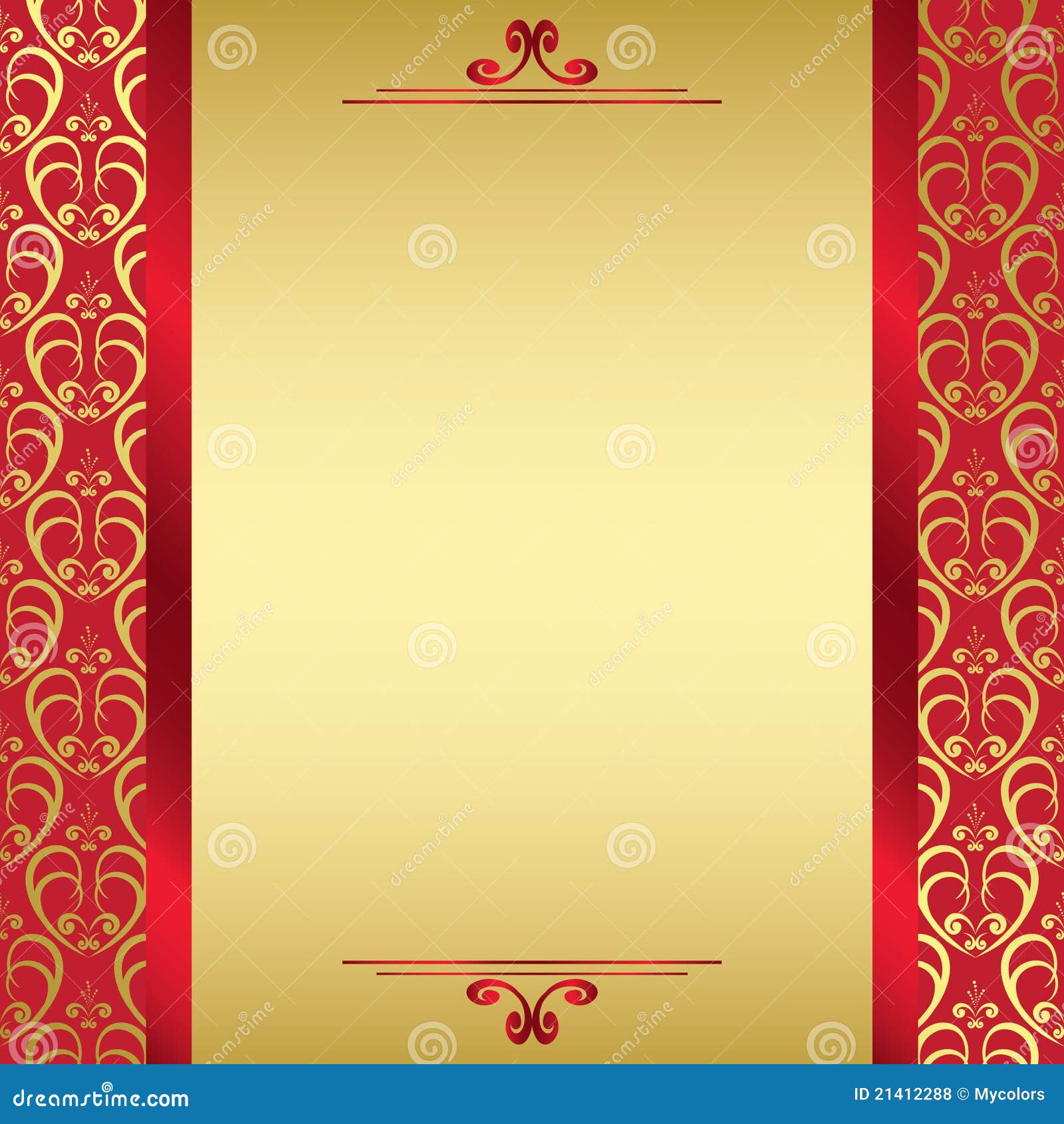 Tarjeta De Oro Roja Con Las Cintas Rojas Ilustración del Vector ...