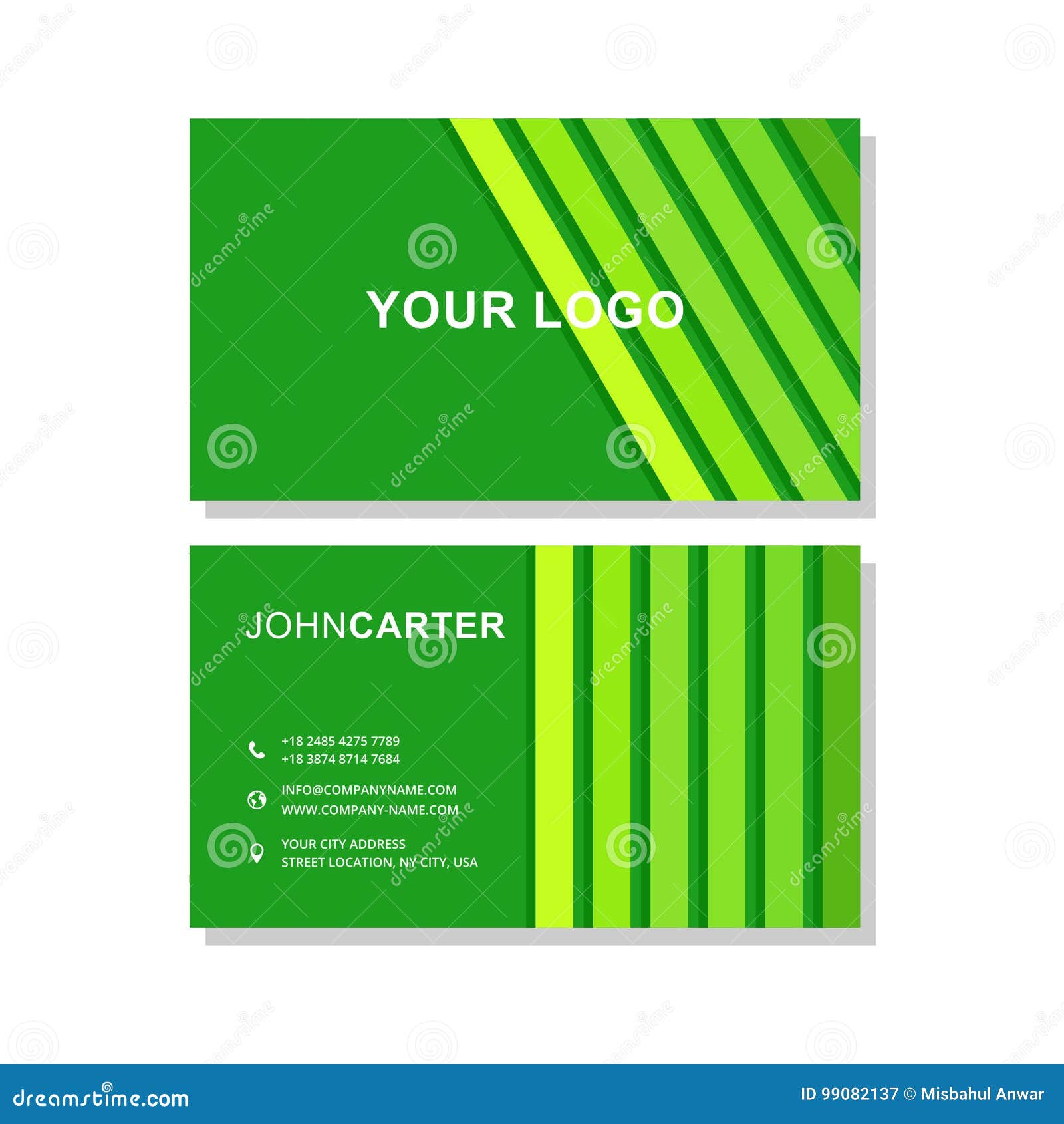 Tarjeta De Visita Verde Ilustración Del Vector Ilustración De Datos