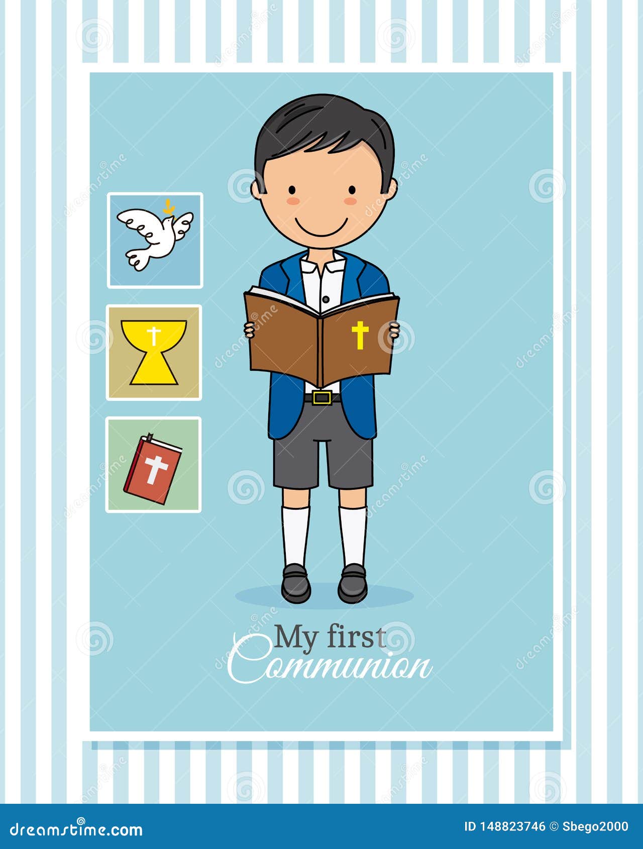 Tarjeta Mi Primer Muchacho De La Comuni?n Ilustración del Vector - Ilustración de muchacho ...