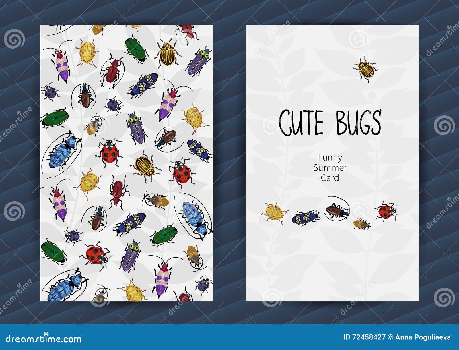 Tarjetas De Verano Con Los Insectos Divertidos Stock de ilustración ...