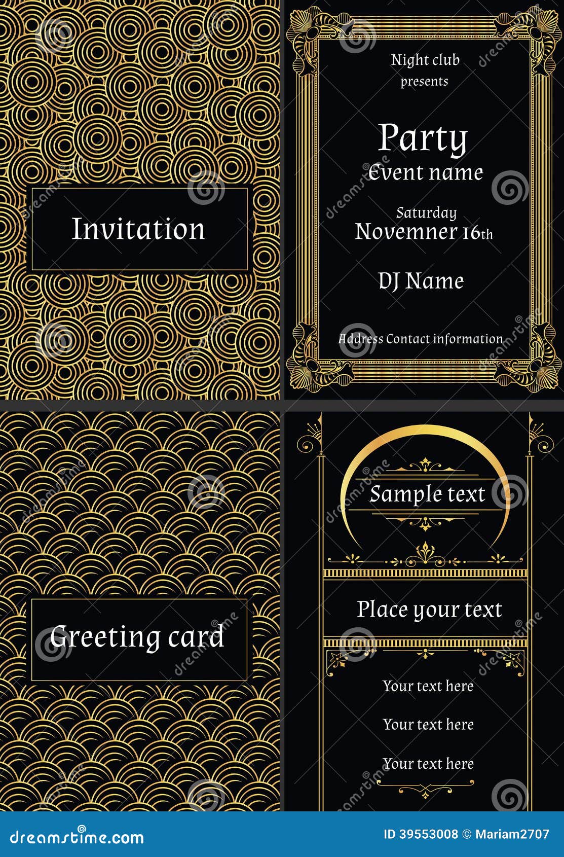 Tarjetas del art déco ilustración del vector. Ilustración de rayas ...