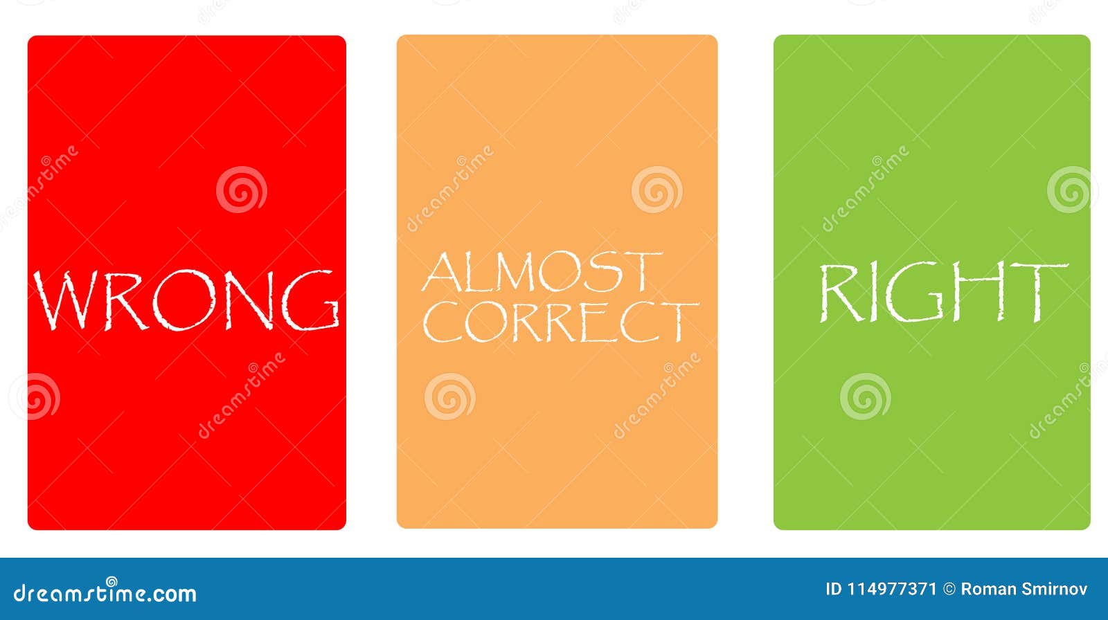 Tarjetas Del Color - INCORRECTAS, CASI CORRECTO, DERECHO Stock de ...