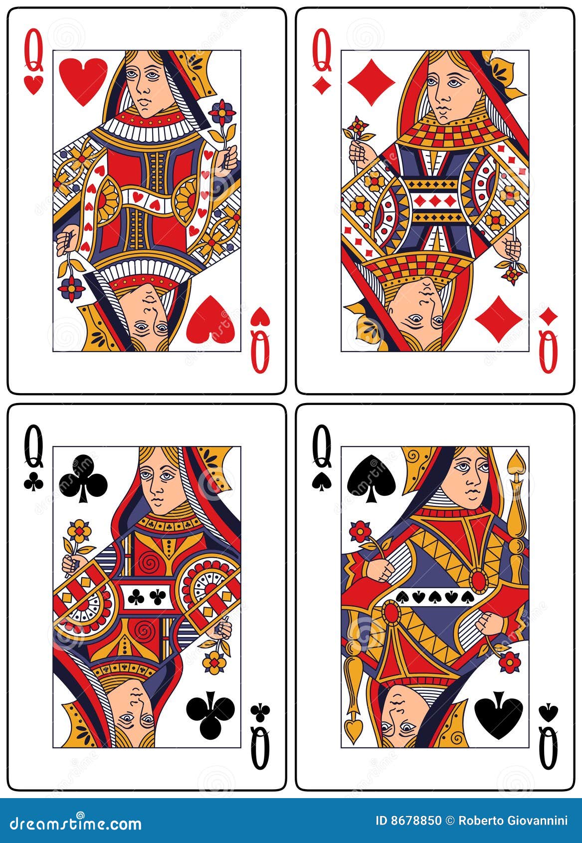 Tarjetas Que Juegan - Reinas Ilustración del Vector - Ilustración de serie, tarjetas: 8678850