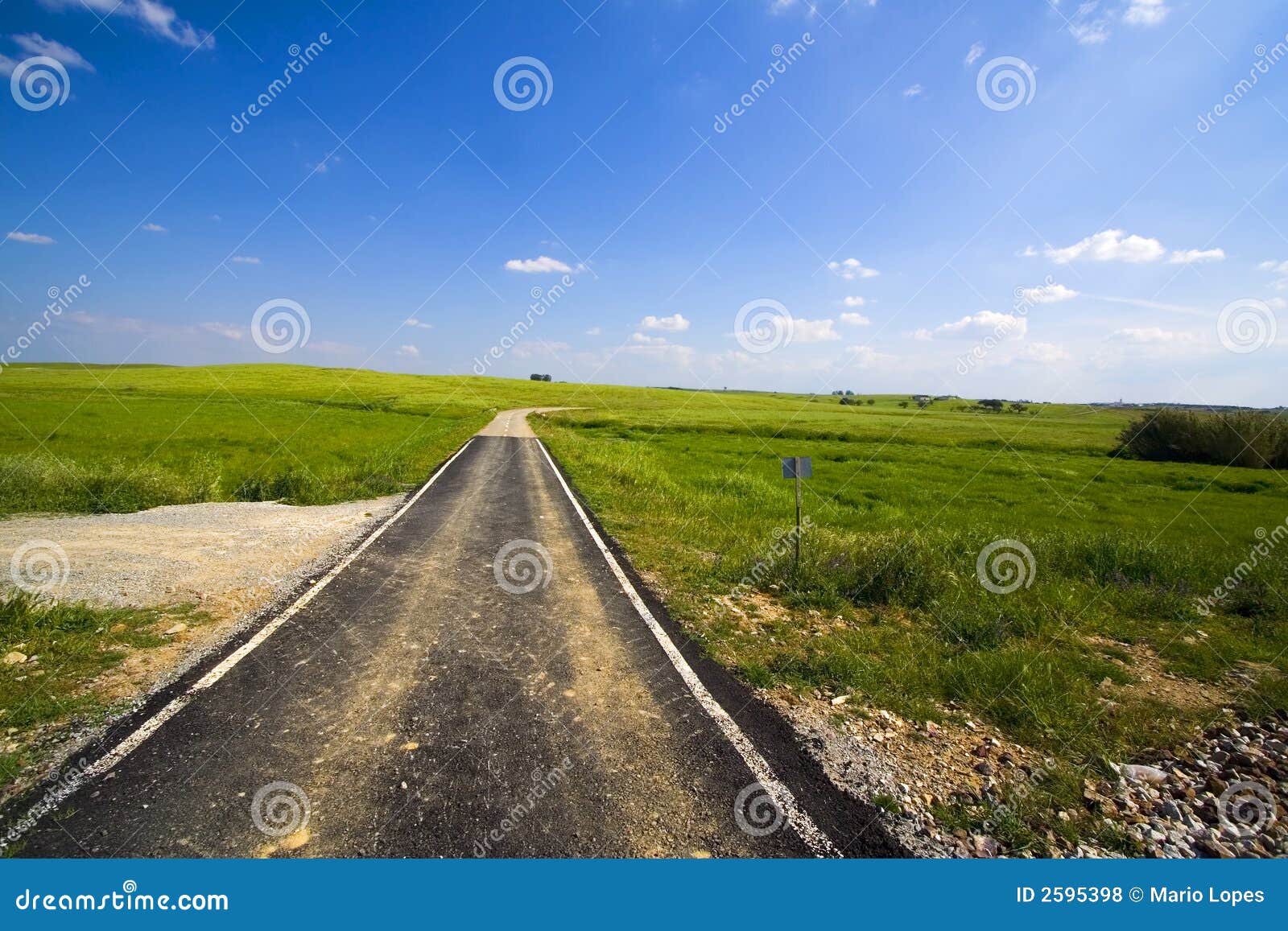 Tarmac Path Crossing Fields Stock Photo - Image of horizon, field: 2595398