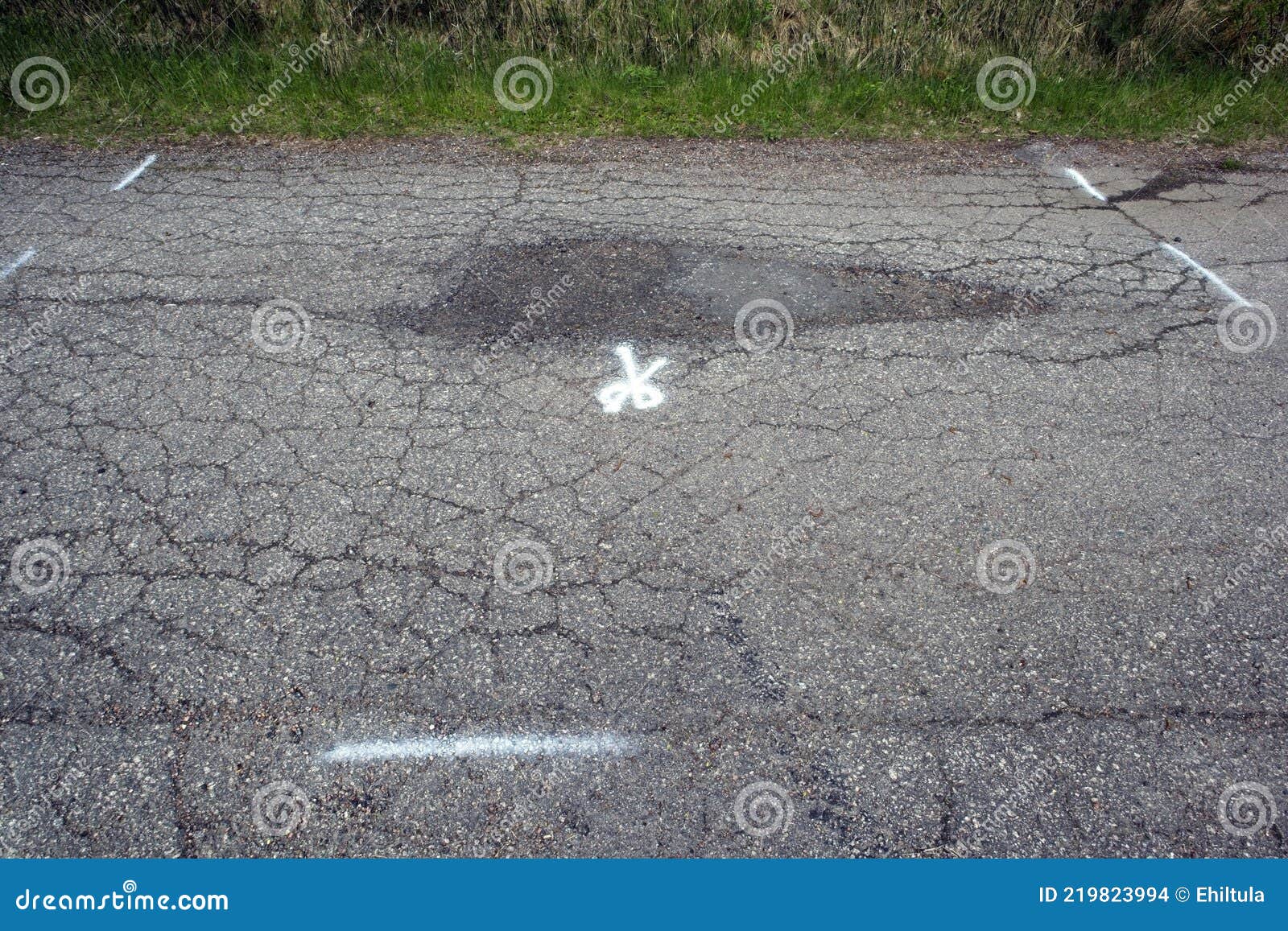 Tarmac resurfacing marking stock photo. Image of background - 219823994