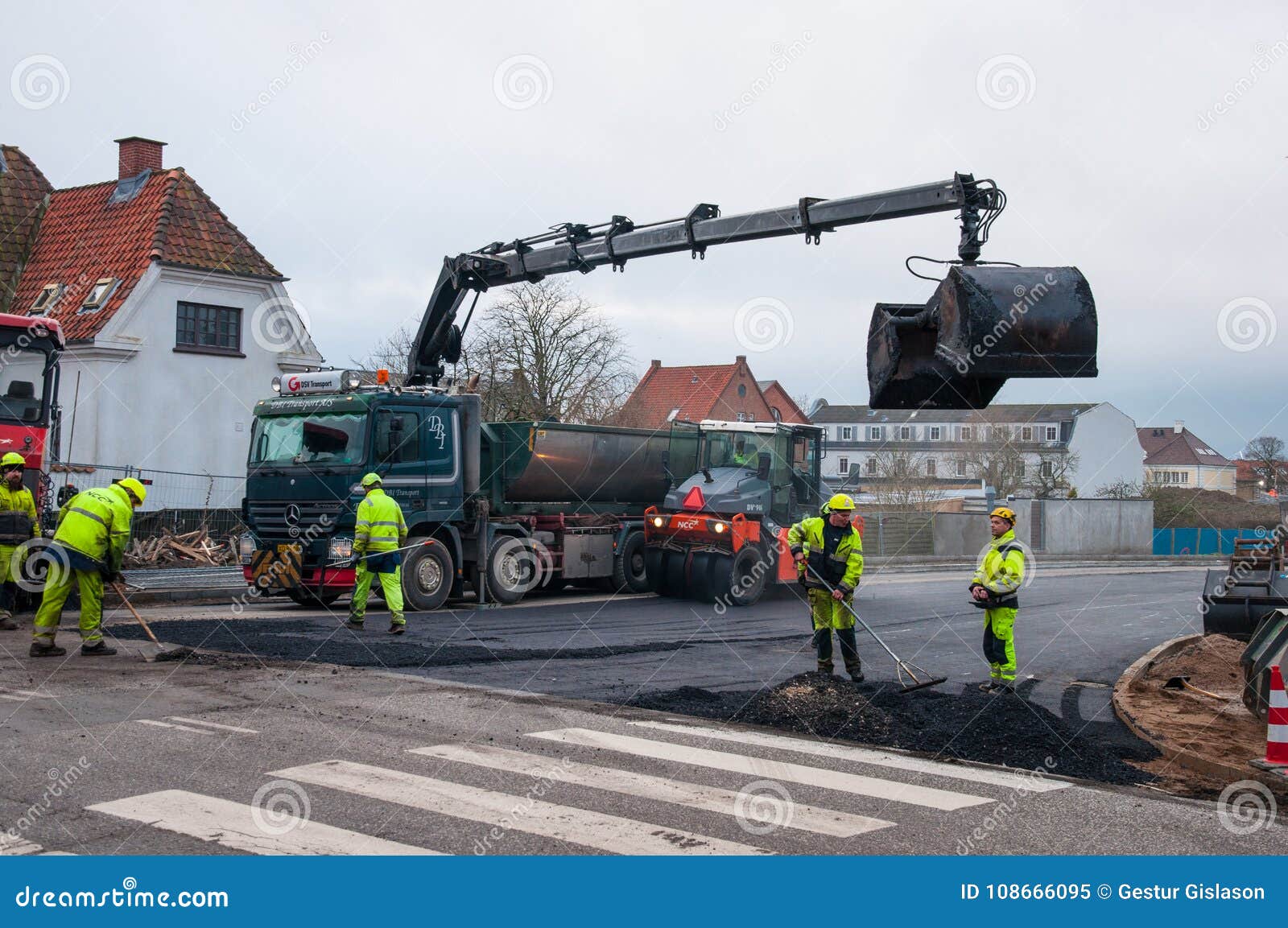 Tarmac Tipper with a Crane Doing Some Tarmac Work Editorial Image ...