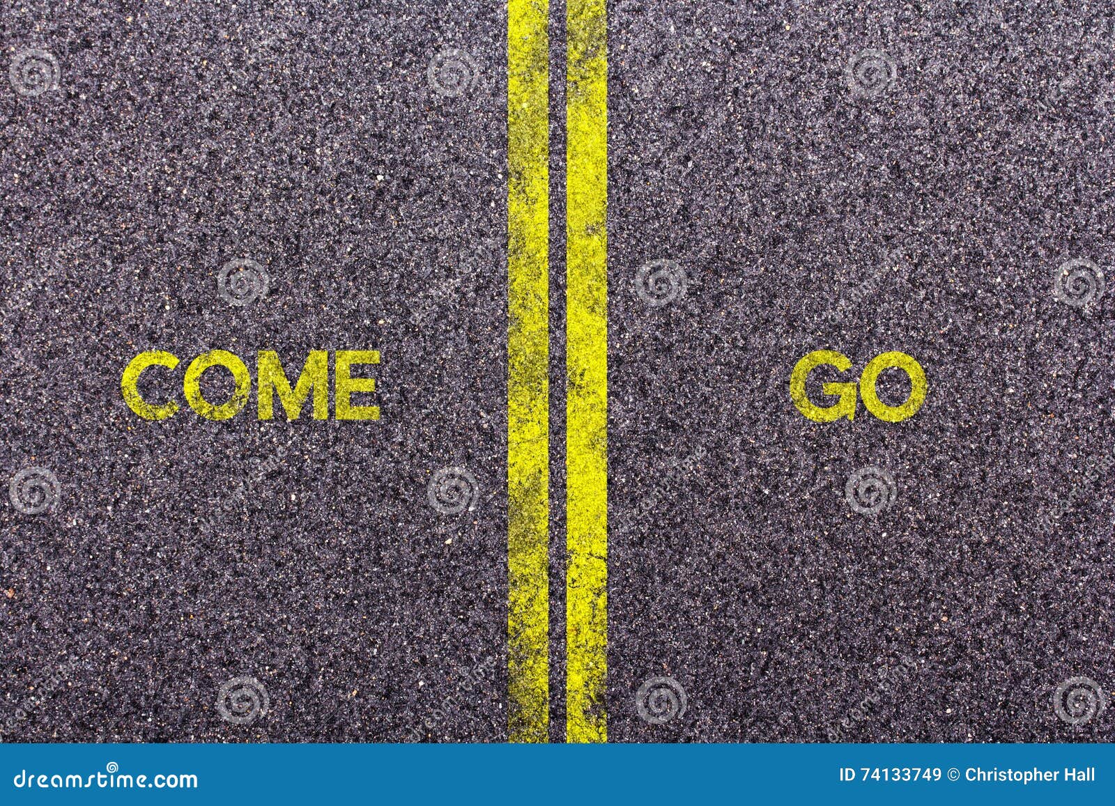 Tarmac with the Words Come and Go Stock Image - Image of background ...
