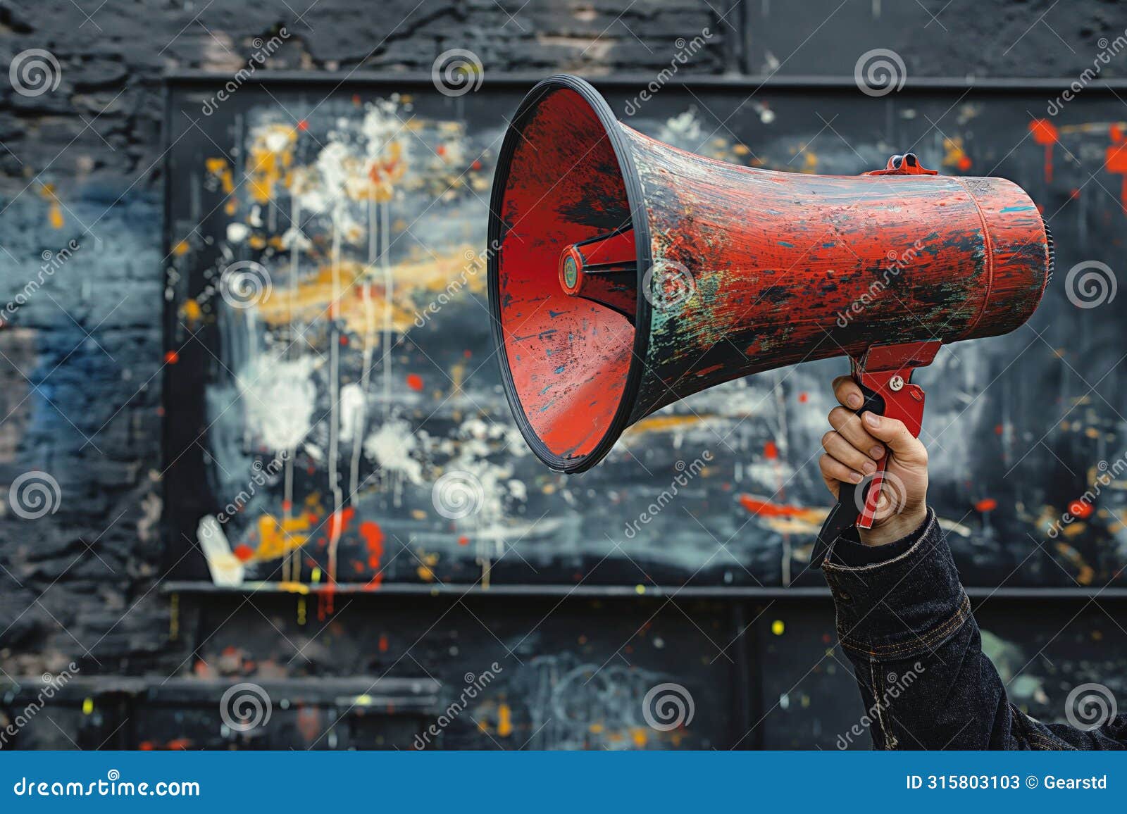 Vintage Red Megaphone in Front of Artistic Background Stock Image ...