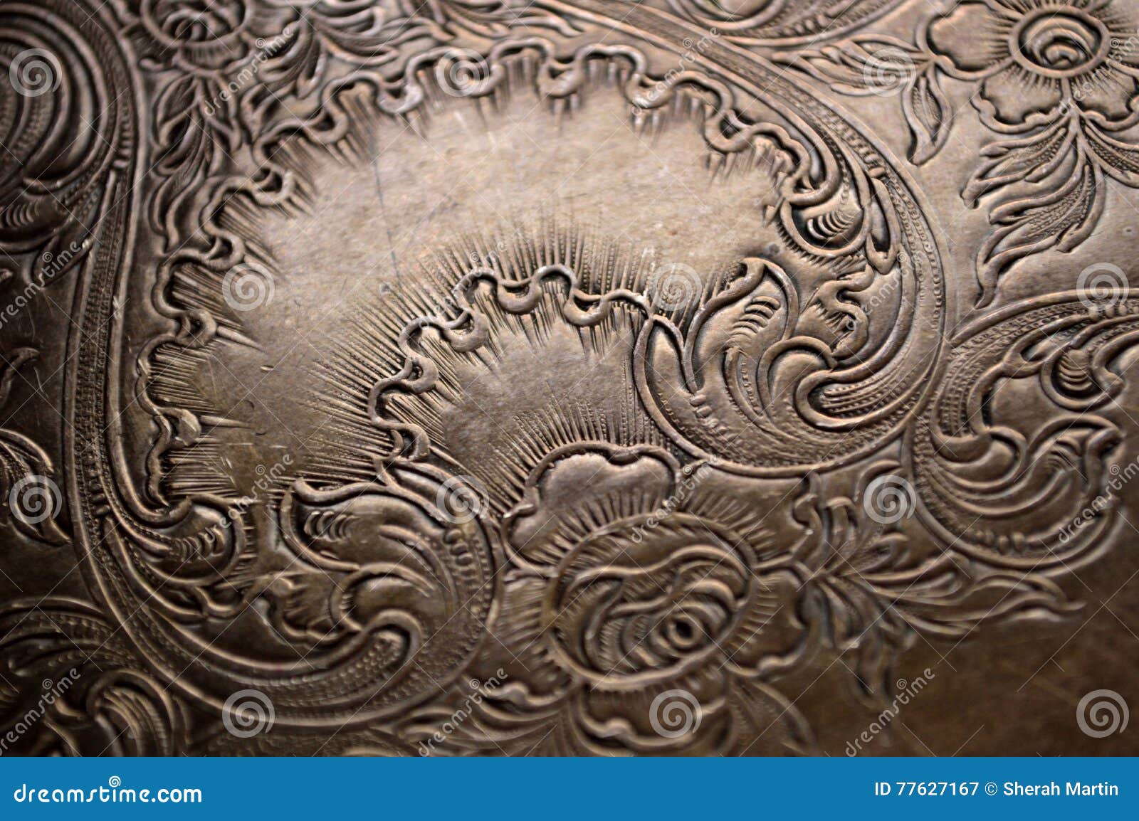 Tarnished Silver Scrollwork Background Stock Image - Image of worn ...