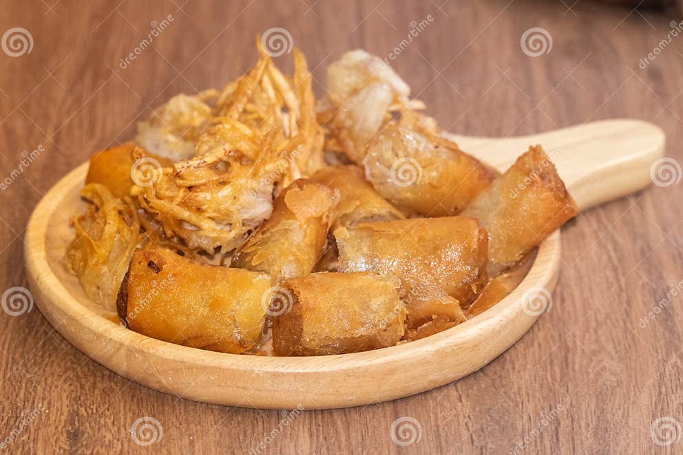 Taro Deep Fried Spring Roll on Plate Stock Photo - Image of appetizer ...