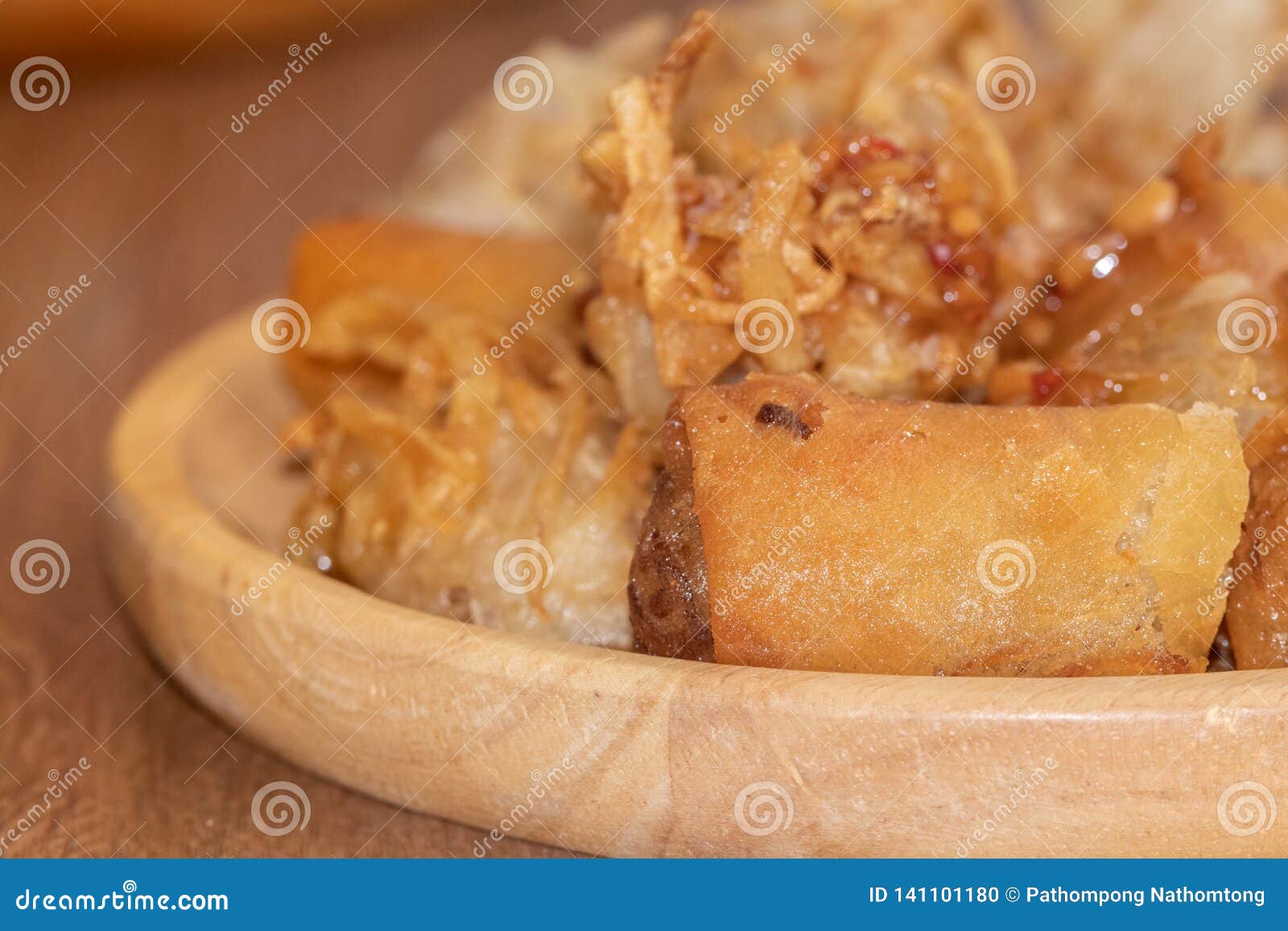 Taro Deep Fried Spring Roll on Plate Stock Photo - Image of garlic ...