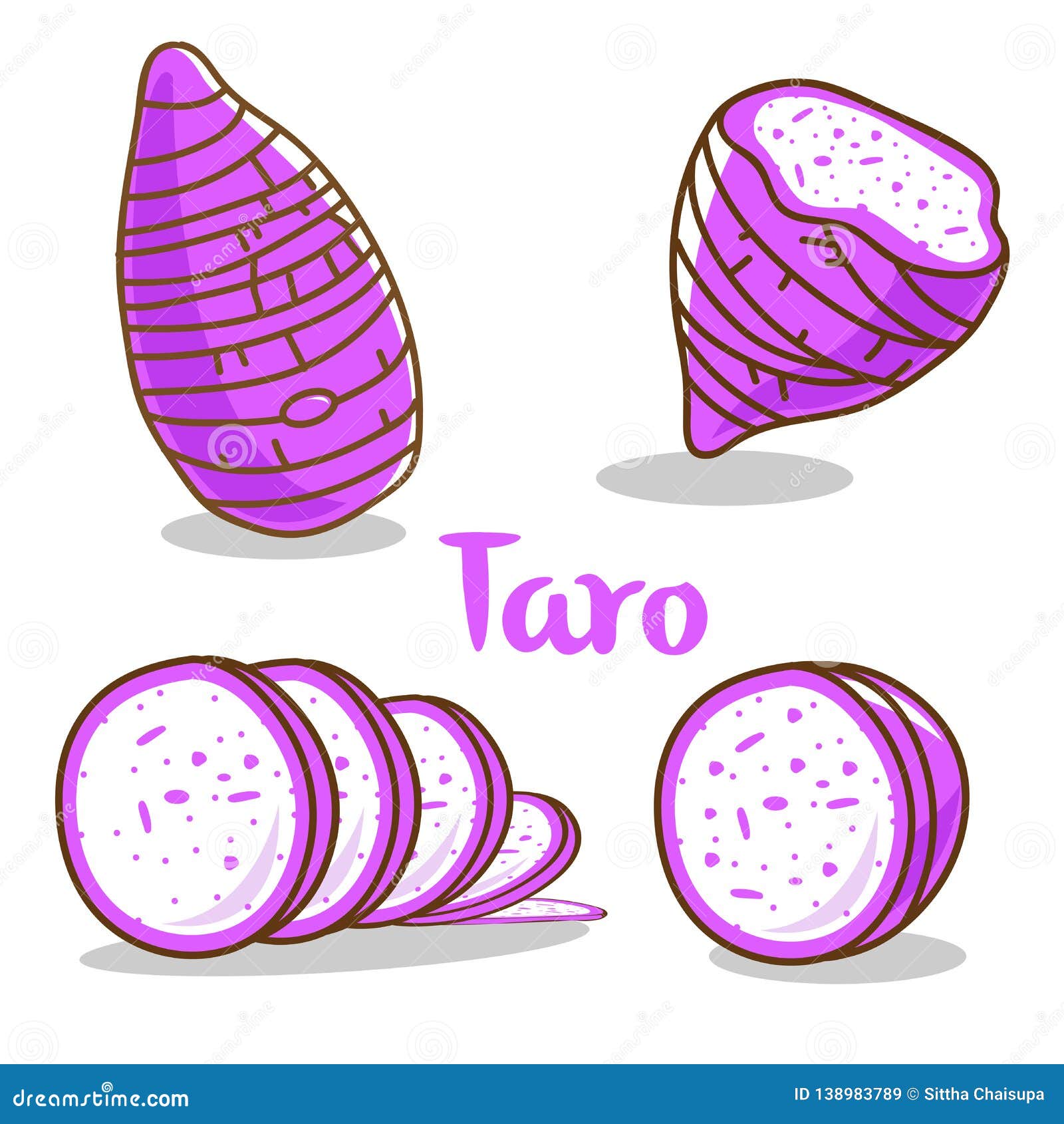 Taro Isolated on White Background Stock Illustration - Illustration of ...