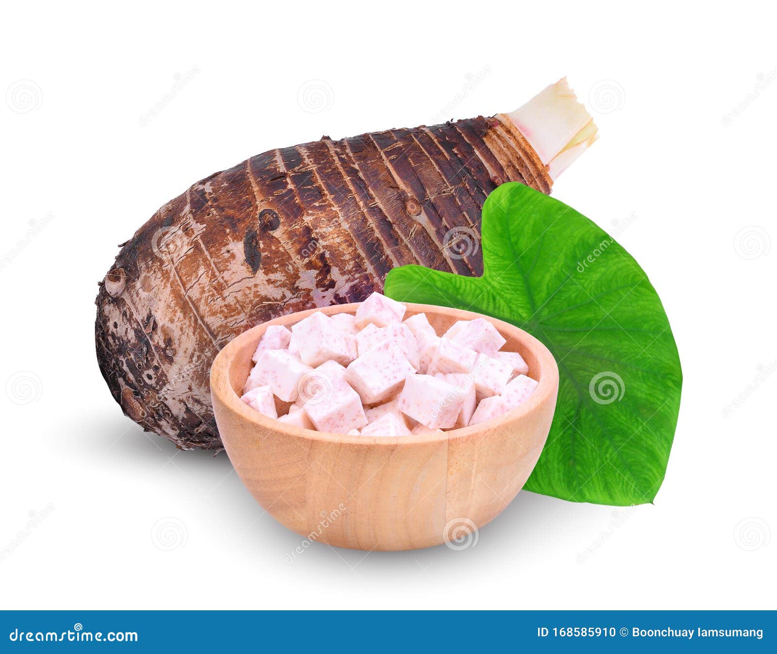 Taro Root with Leaf Isolated on White Stock Photo - Image of ...