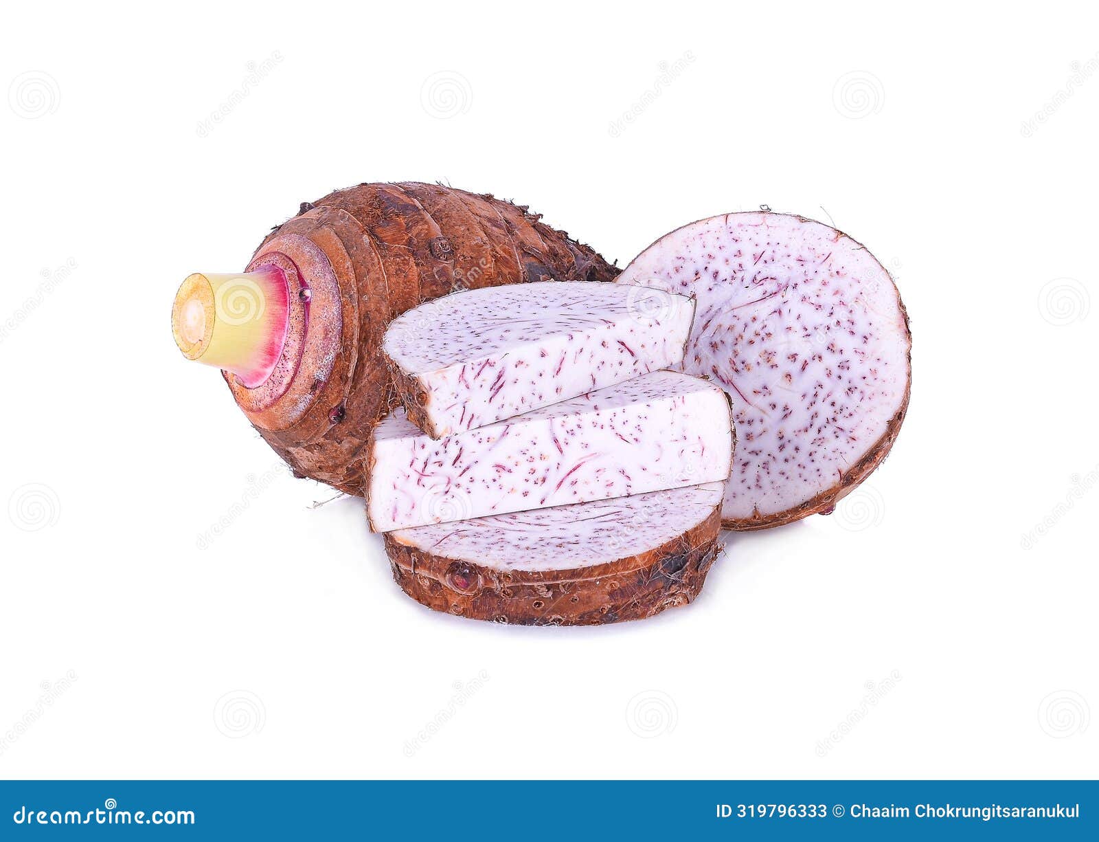 Whole and Sliced Taro Isolated on White Background Stock Image - Image ...