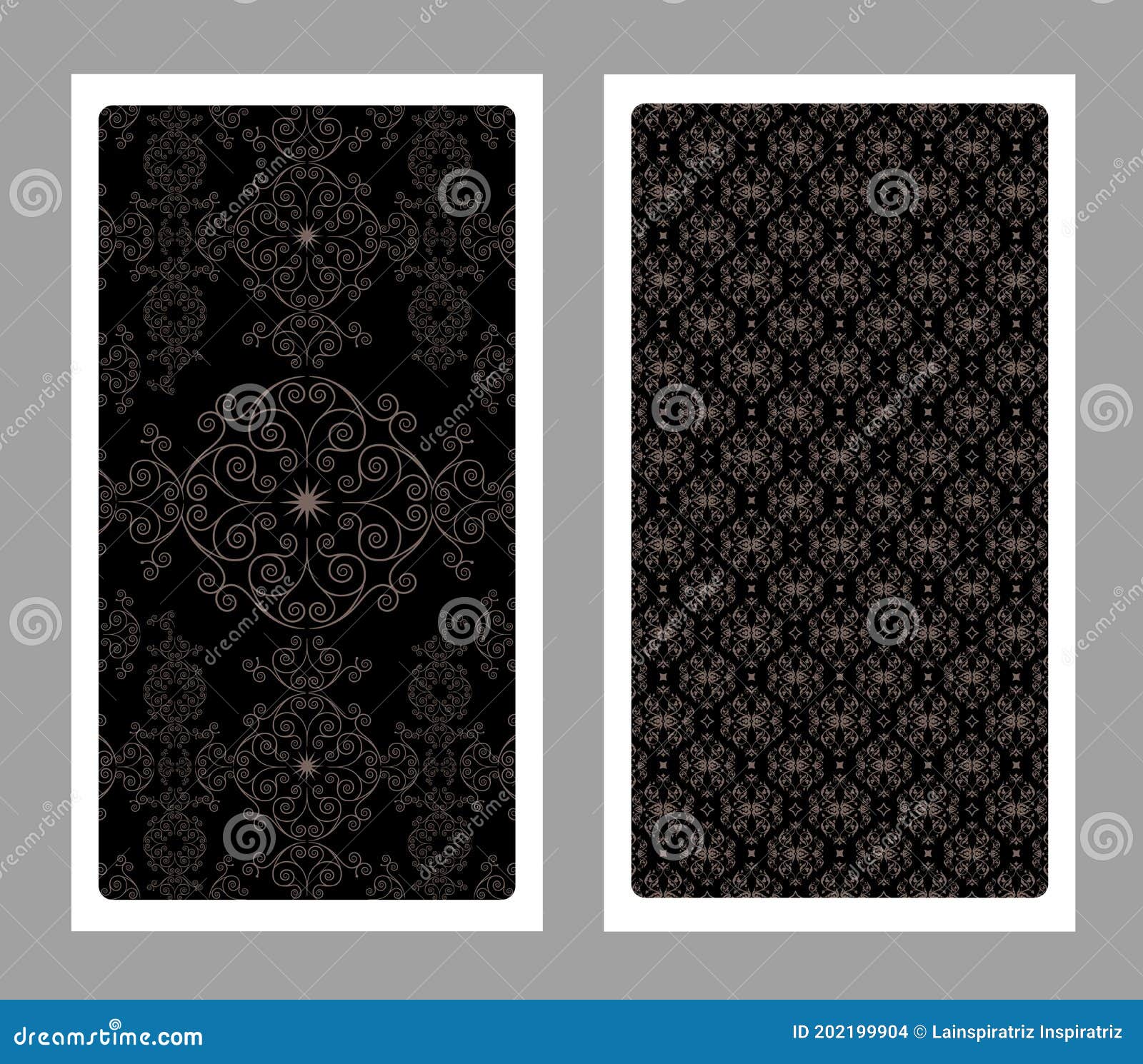 Tarot Back Card in Vintage Gothic Style Vector with Ornamental Elements ...
