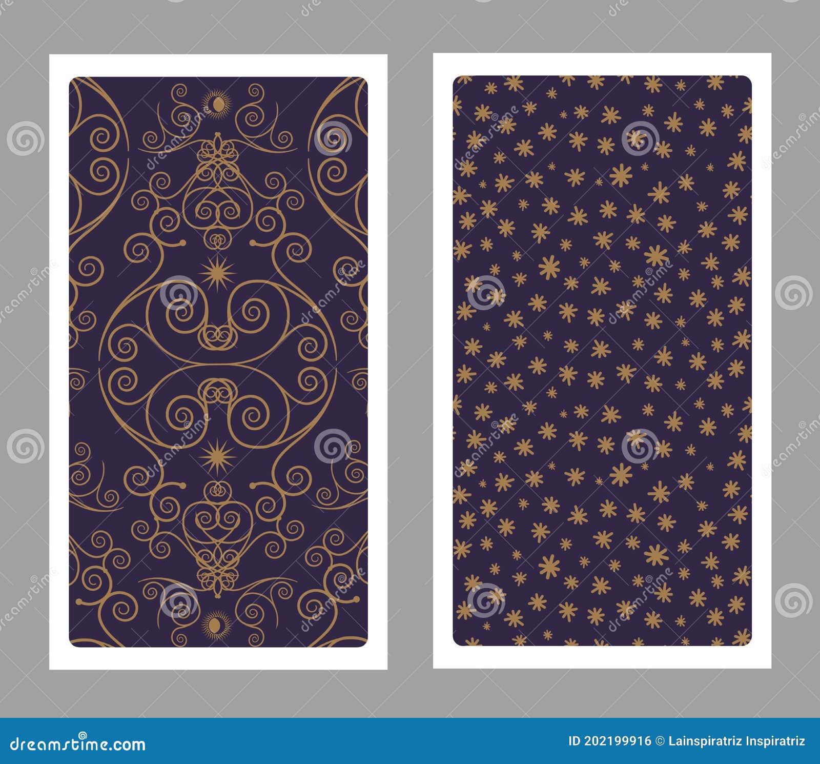 Tarot Back Card in Vintage Gothic Style Vector with Ornamental Elements ...