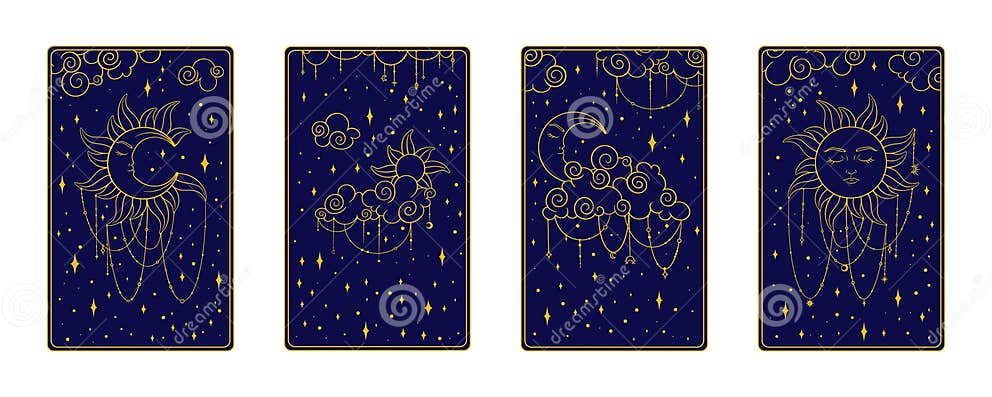 Tarot Card Backs Set. Dark Tarot Card Covers for Fortune Telling ...