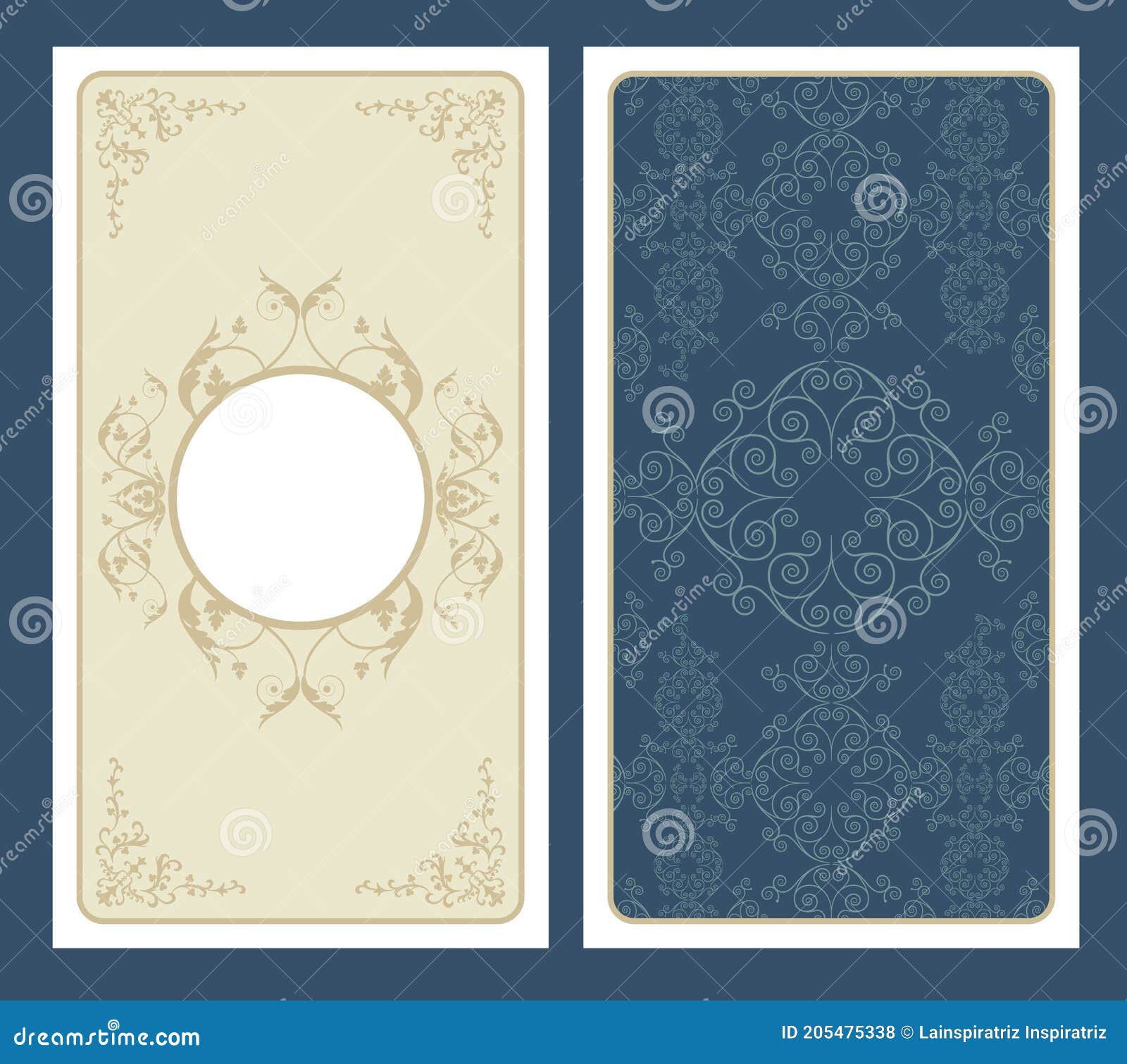 Tarot Card Front and Back Background in Vintage Gothic Style Vector ...