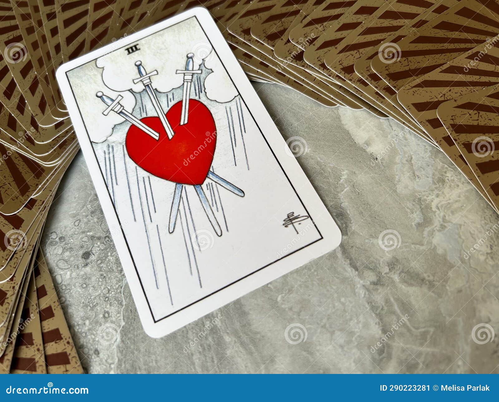 Tarot Card with Heart or Three Swords Editorial Photo - Image of ...