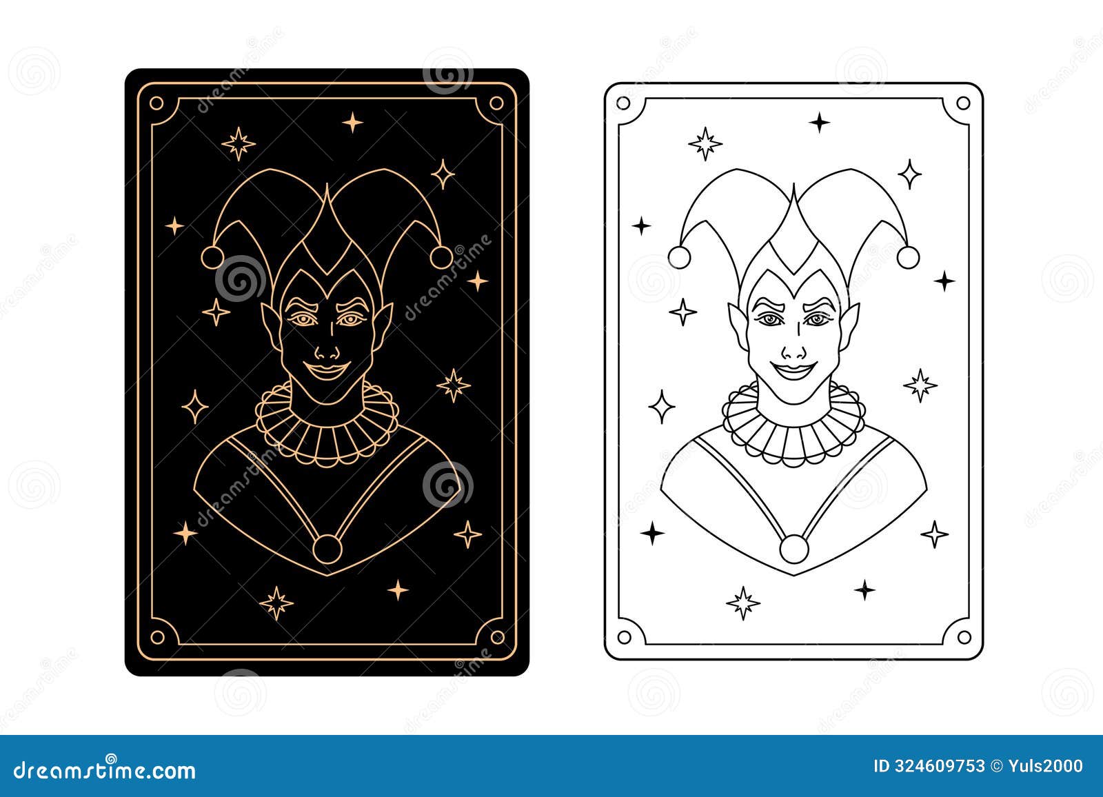 Tarot card jester. stock illustration. Illustration of sketch - 324609753