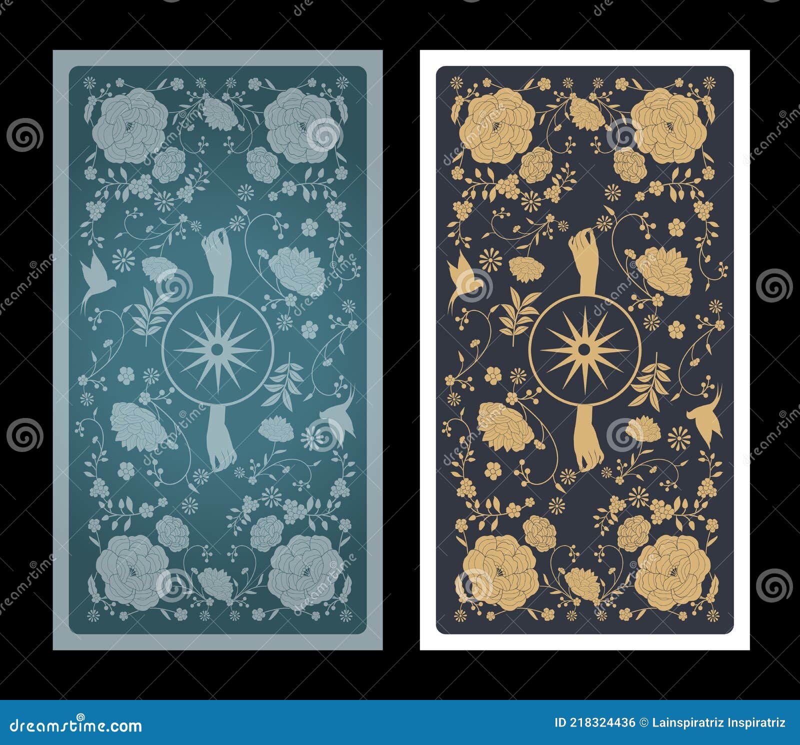 Tarot Card or Playing Card Back with Vintage Ornamental Patterns ...