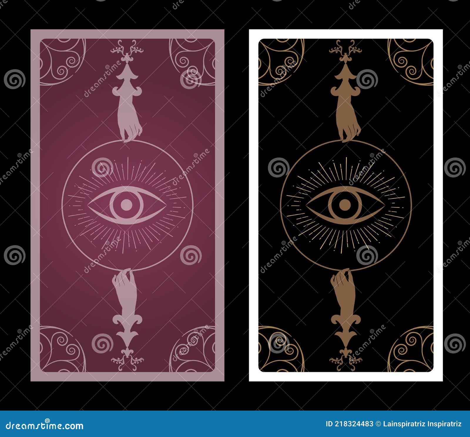 Tarot Card or Playing Card Back with Vintage Ornamental Patterns ...