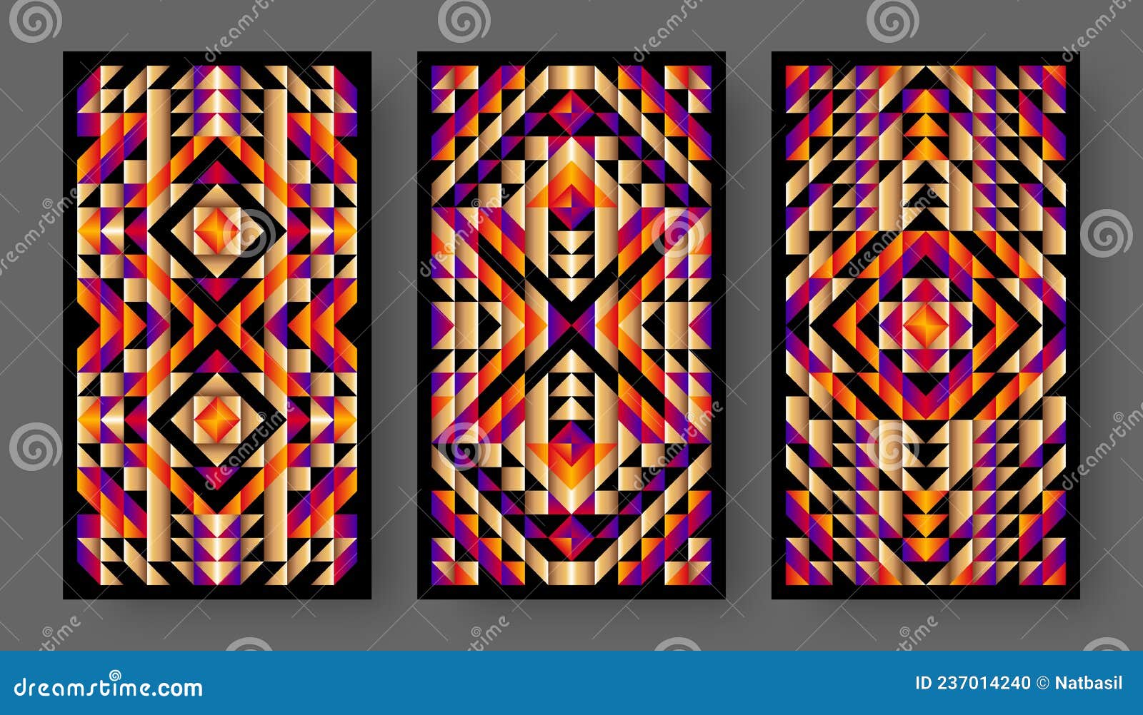 Tarot Cards Back Set Bright Geometric Pattern Stock Vector ...