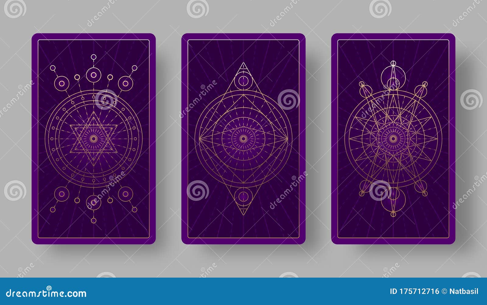 Tarot Cards Back Set with Mystical Symbols Stock Vector - Illustration ...