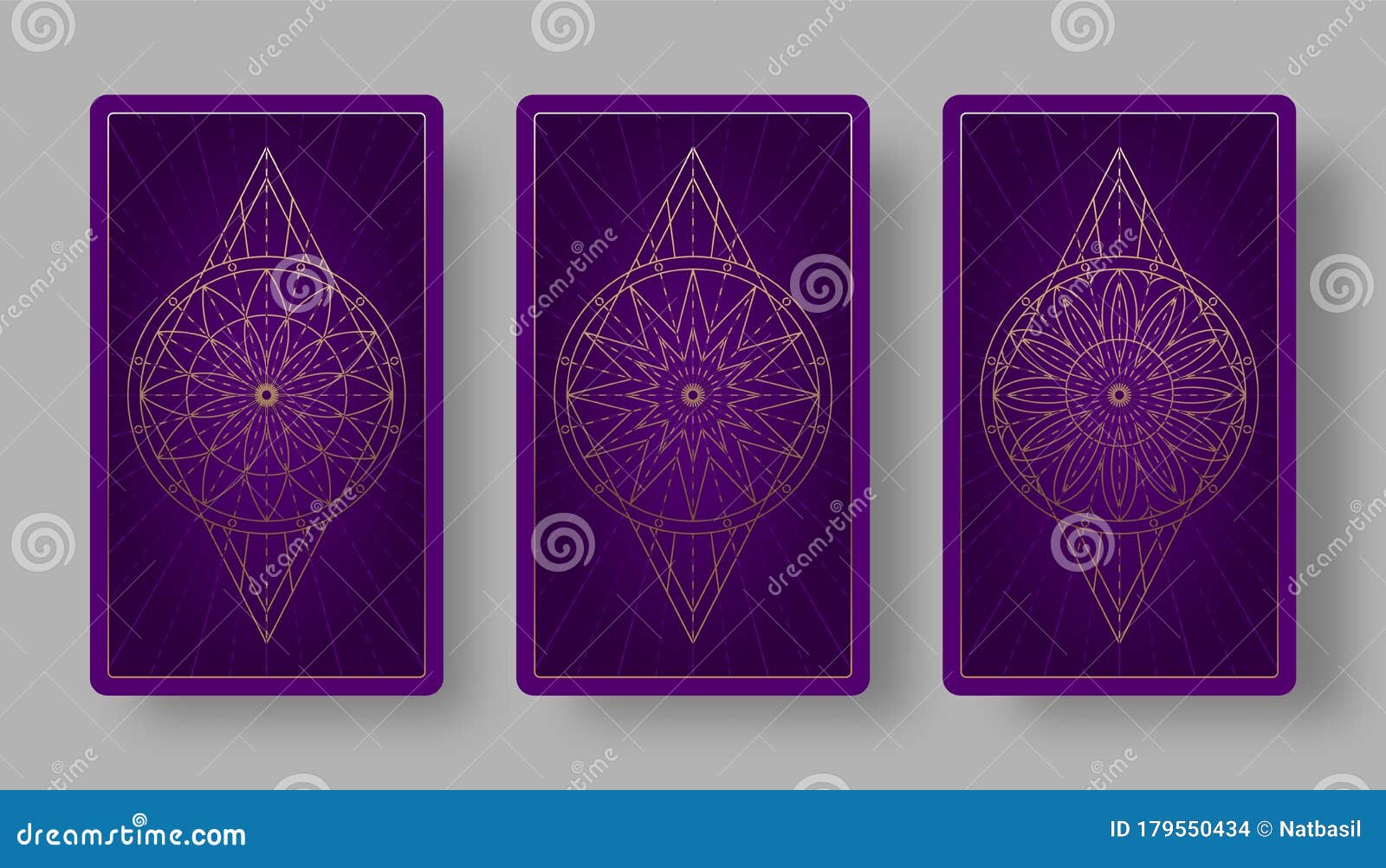 Tarot Cards Back Set with Stylized Floral Pattern Stock Vector ...