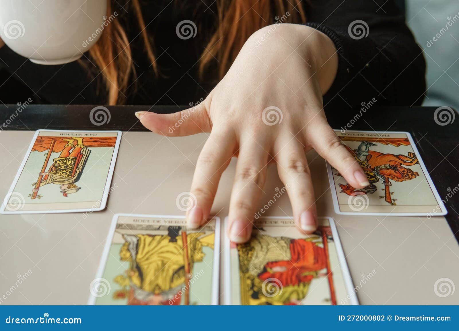 Tarot Cards, Tarot Card Divination, Esoteric Background. a Woman Makes ...