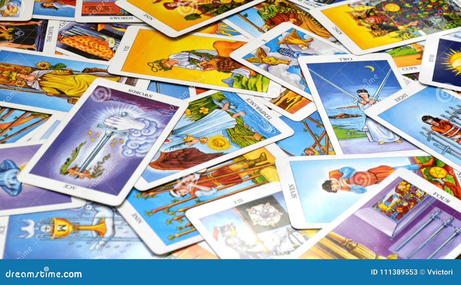 Tarot Cards 78 Cards Displayed on a Table Stock Image - Image of table ...