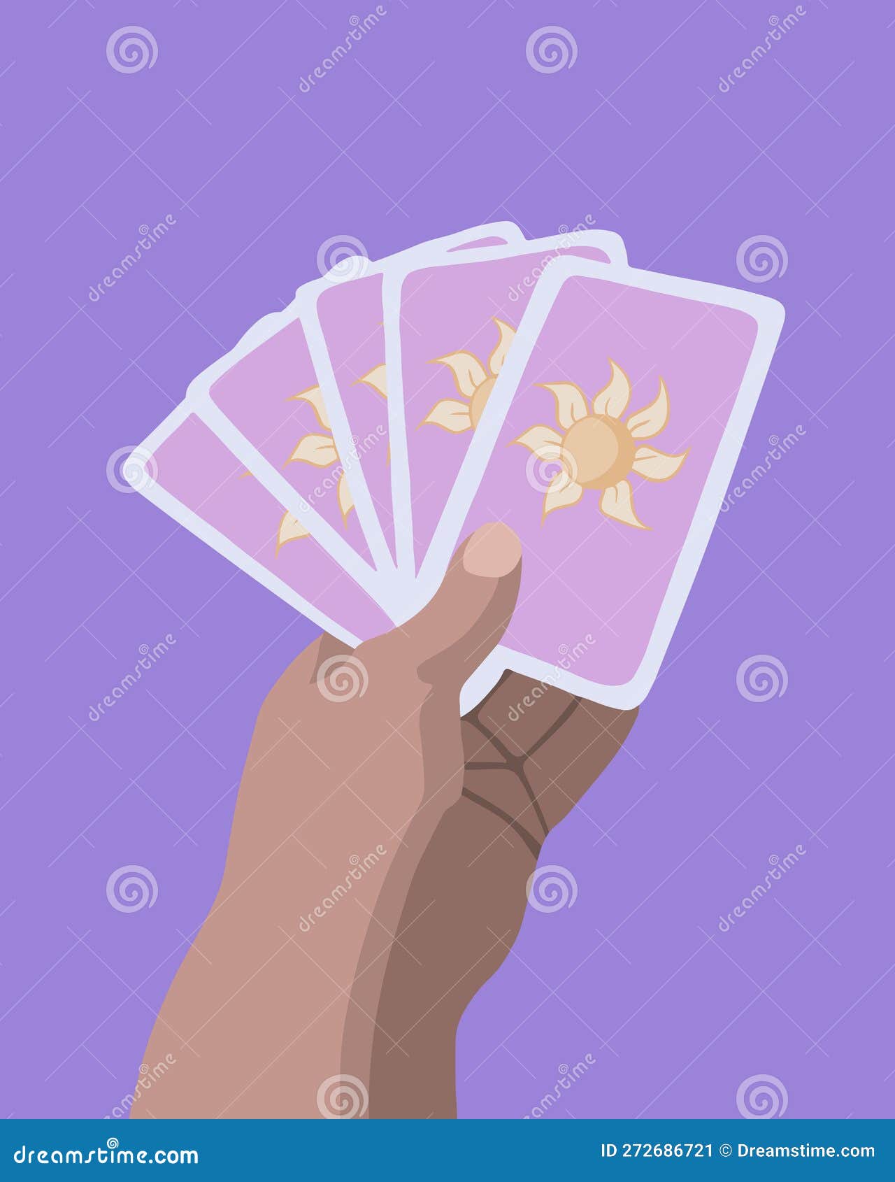Tarot cards in hand. stock vector. Illustration of sketch - 272686721