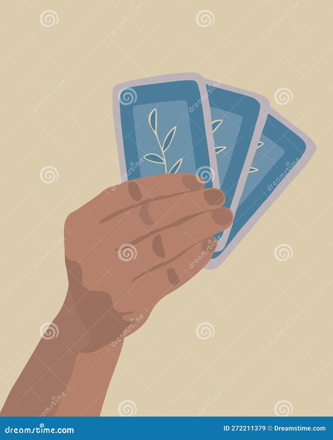 Tarot cards in human hand. stock vector. Illustration of brand - 272211379