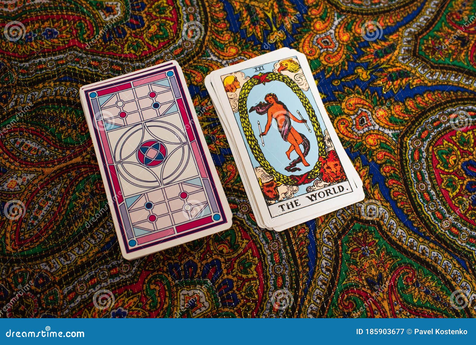Tarot Cards. Magic. Divination. the World. Stock Image - Image of cards ...