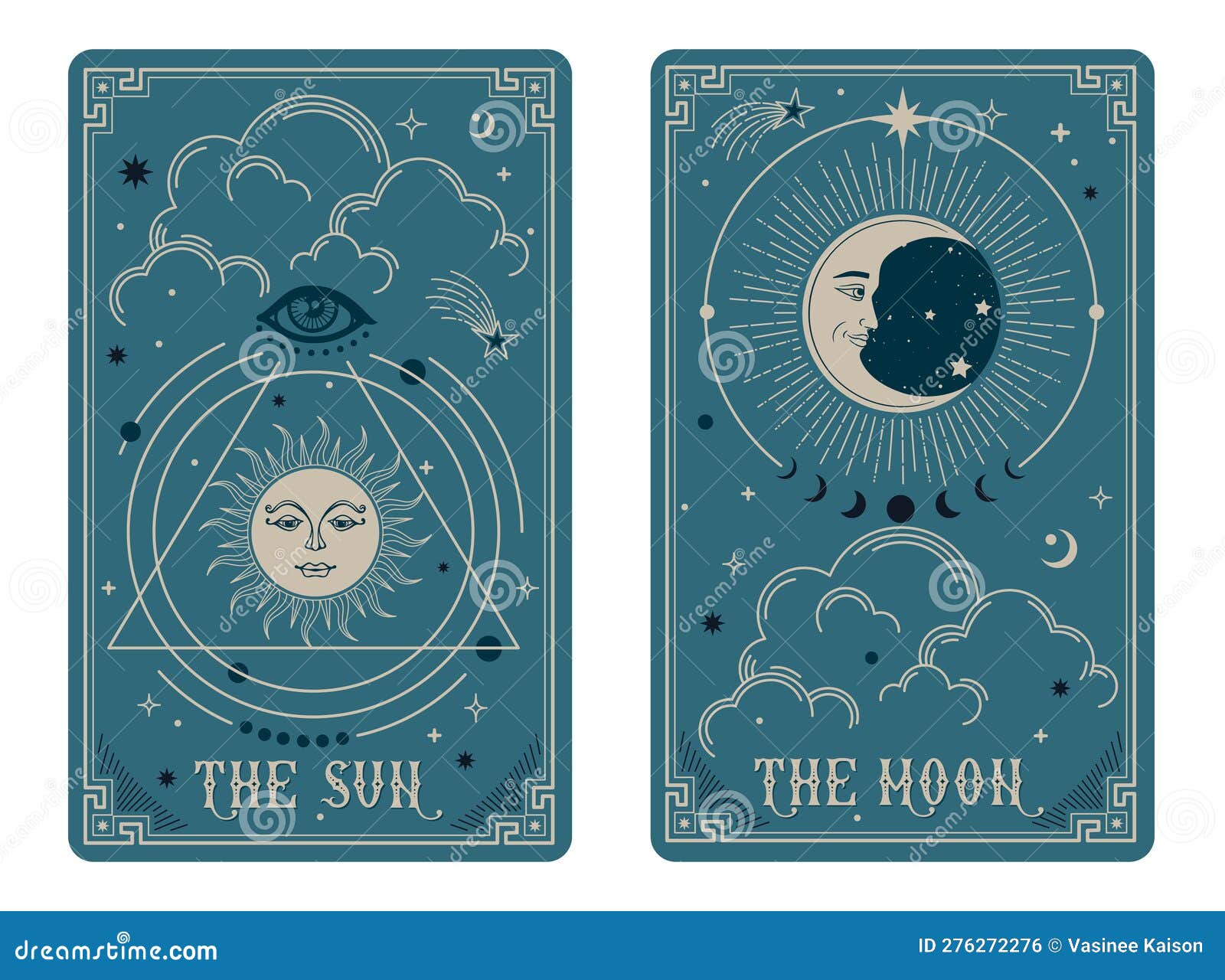 Tarot Cards Sun and Moon, Celestial Tarot Cards Basic Witch Tarot Stock ...