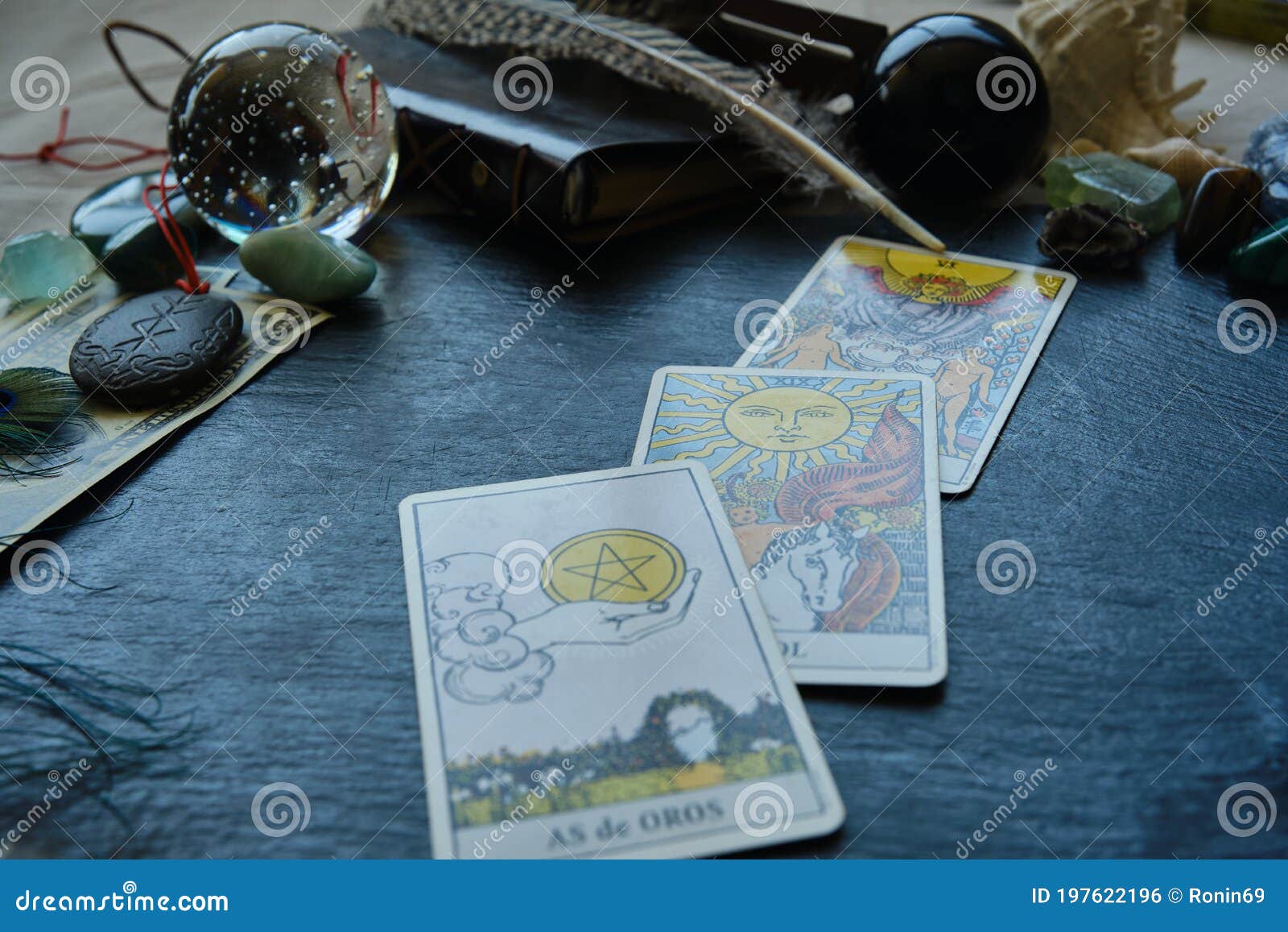 Tarot cards on the table stock photo. Image of occult - 197622196