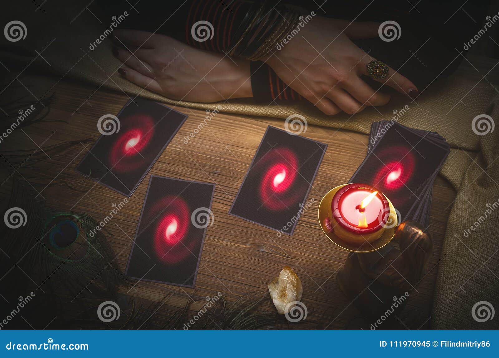 Tarot cards on the table. stock image. Image of mystic - 111970945