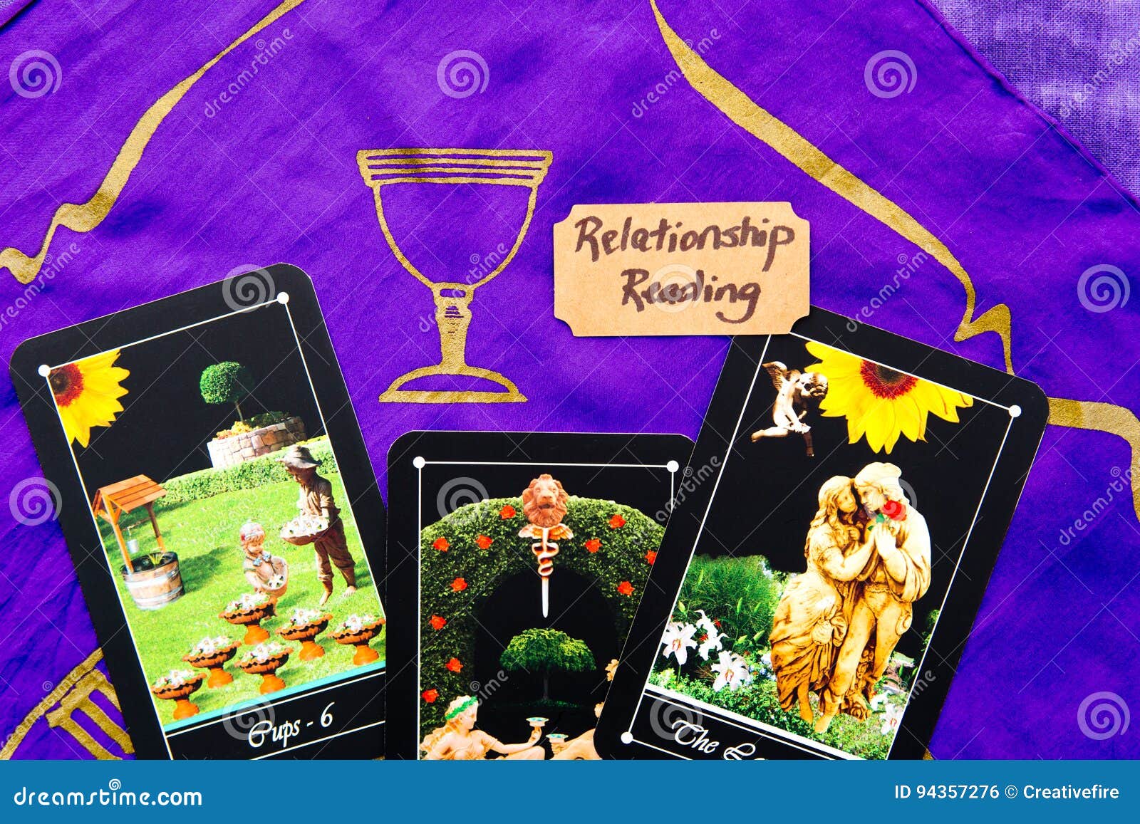 Tarot Deck - Relationship Tarot Readings on Purple Silk Reading Stock ...