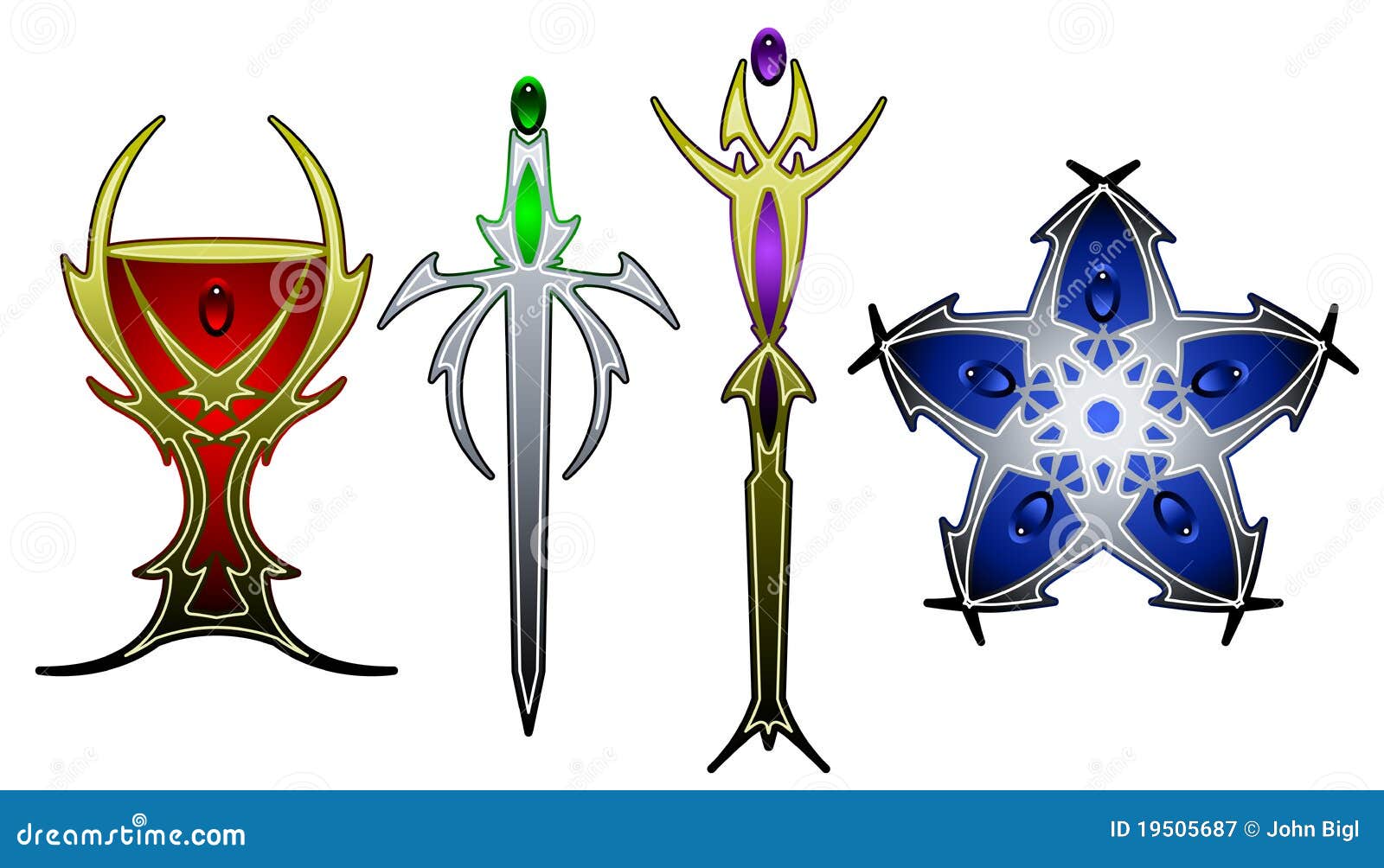 Tarot symbols in color stock vector. Illustration of mystical - 19505687