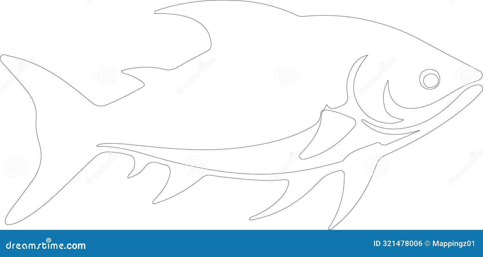 Tarpon Silhouette. Isolated Tarpon On White Background Cartoon Vector ...