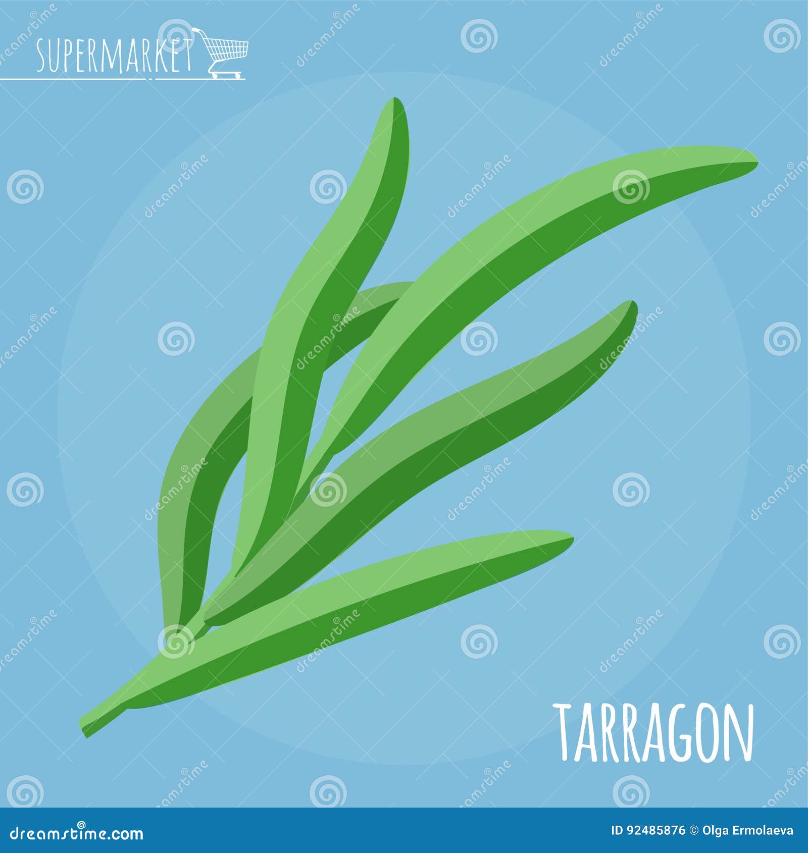 Tarragon Flat Design Vector Icon. Stock Vector - Illustration of ...