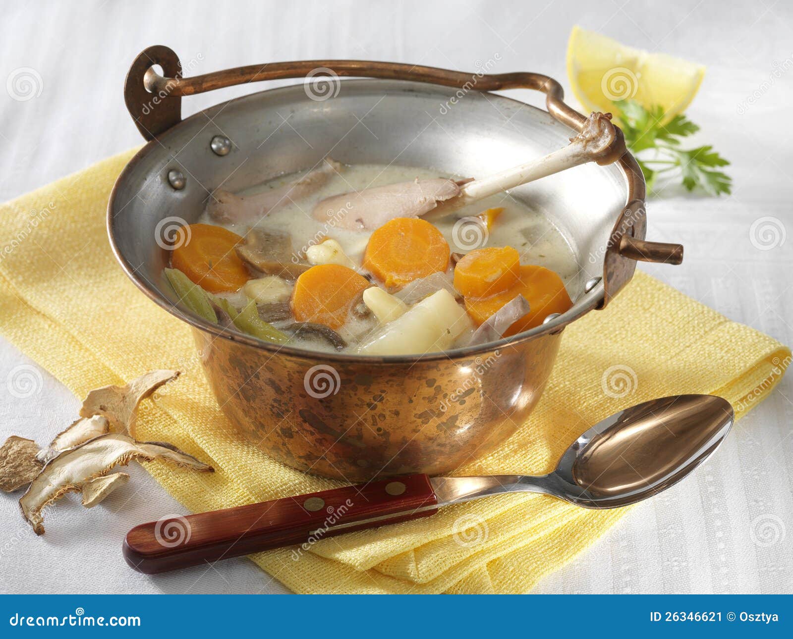 Tarragon Pheasant Soup in Cauldron Stock Image - Image of yellow ...