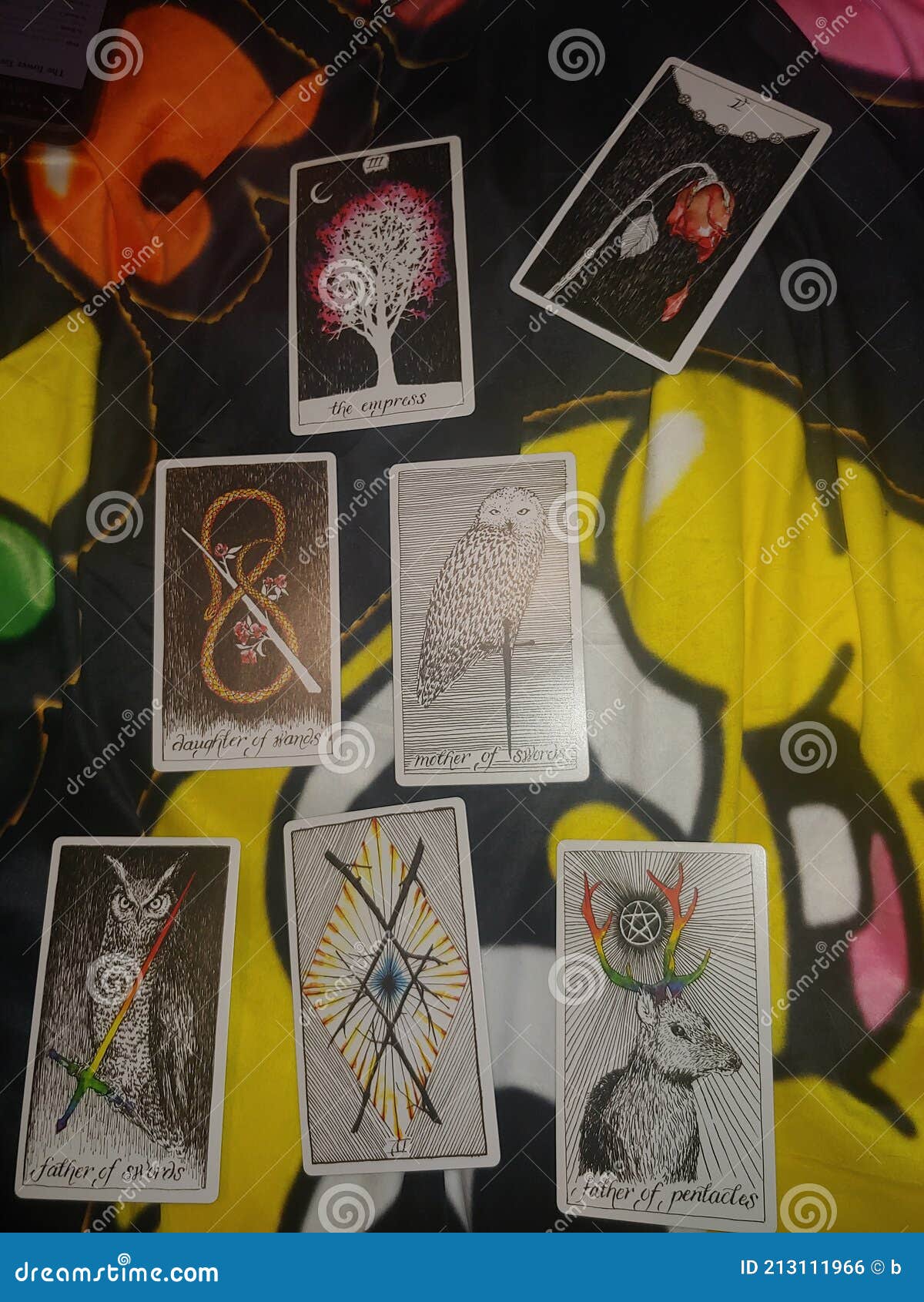 Tarrot card Reading stock photo. Image of textile, circle - 213111966