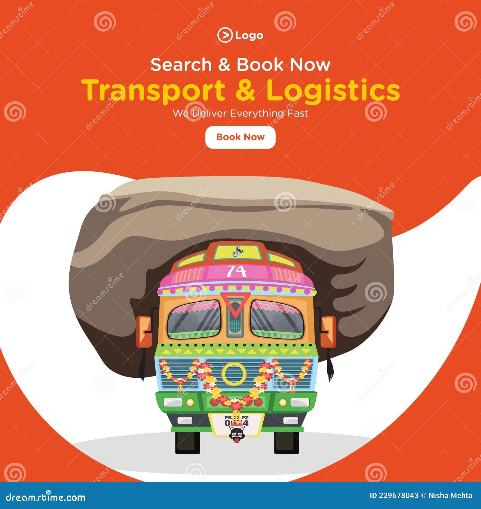 Transport and Logistics Banner Design Stock Vector - Illustration of ...