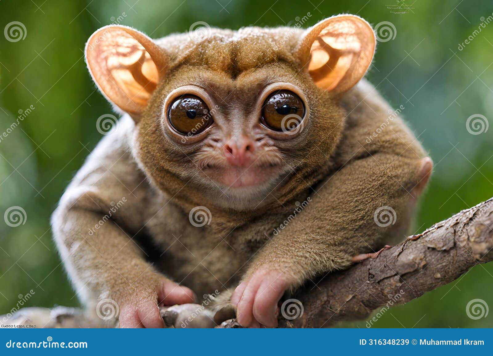 Tarsier Hanging on Branch stock illustration. Illustration of snout ...