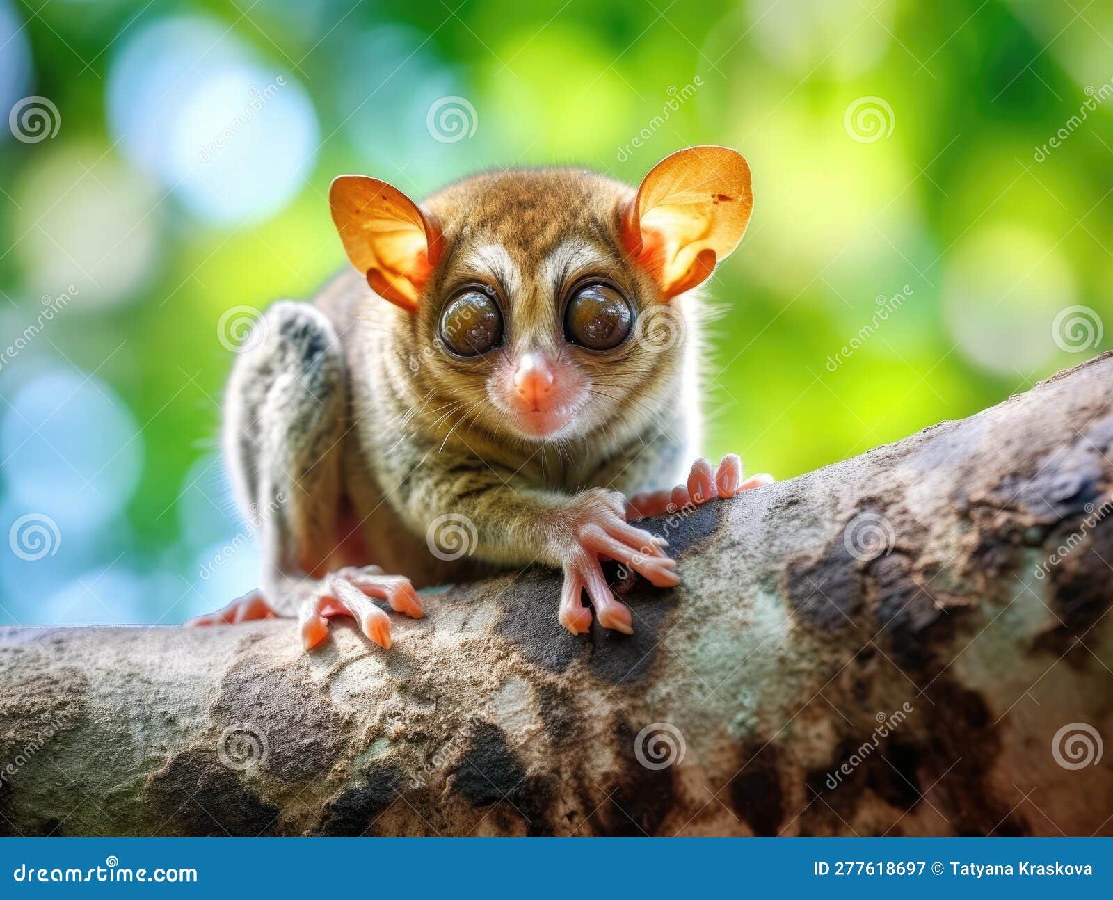 Tarsier Monkey (Tarsius Syrichta) on the Tree Stock Illustration ...