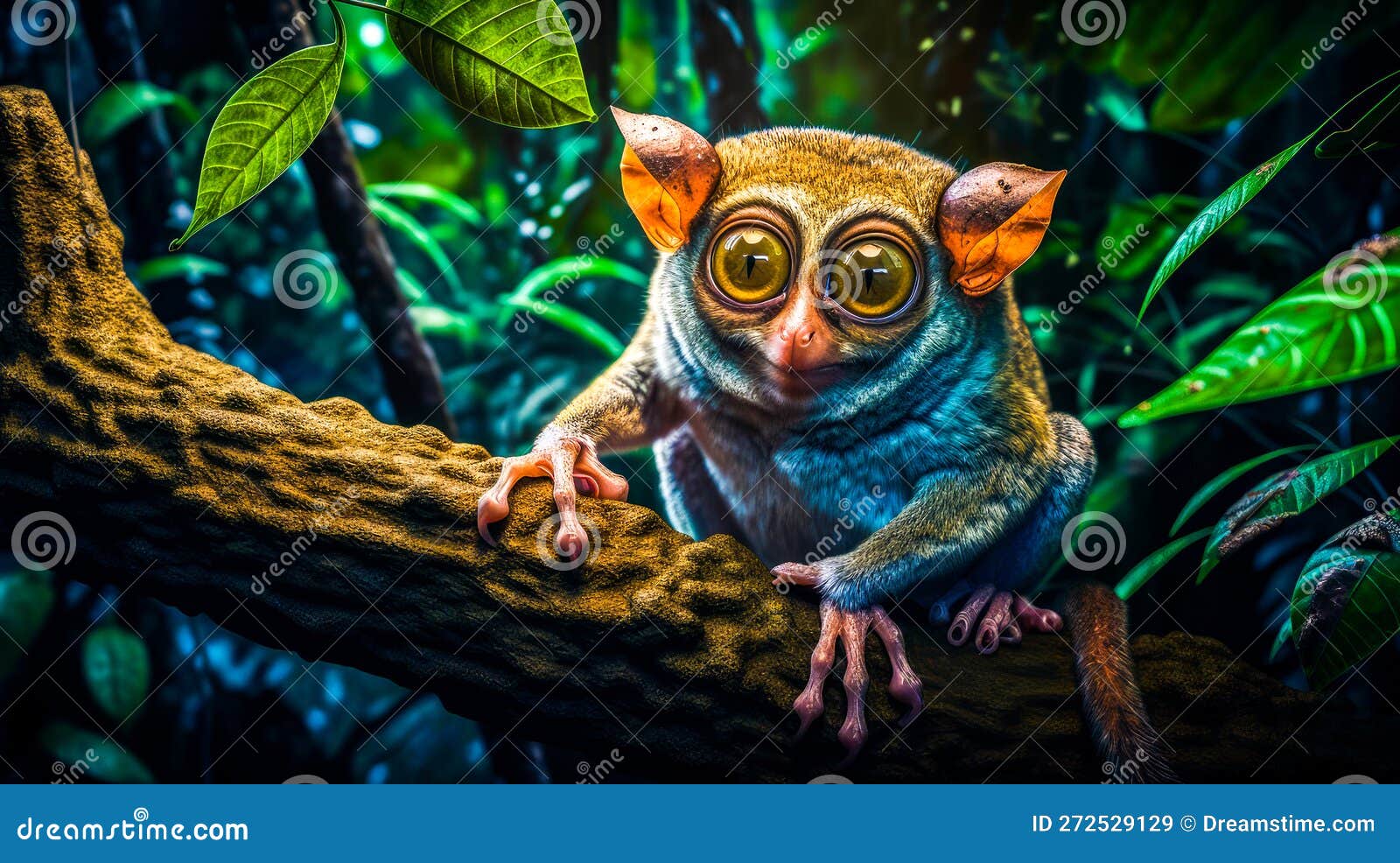 Tarsier On A Branch - Color Pencil Drawing Vector Illustration ...