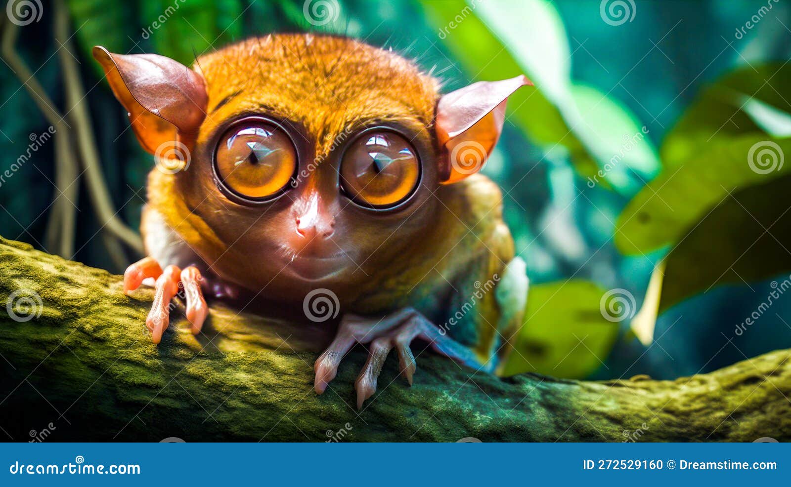 Tarsier On A Branch - Color Pencil Drawing Vector Illustration ...